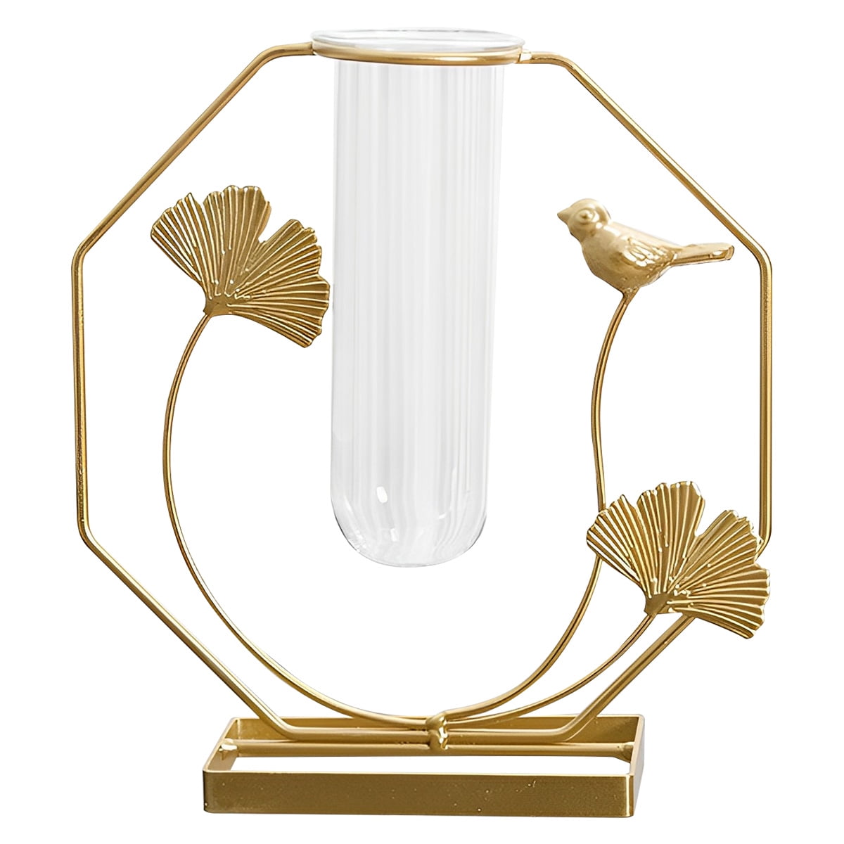 Kyoffiie Metal Frame Tube Vase Tube Glass Planter Terrarium Geometric ...