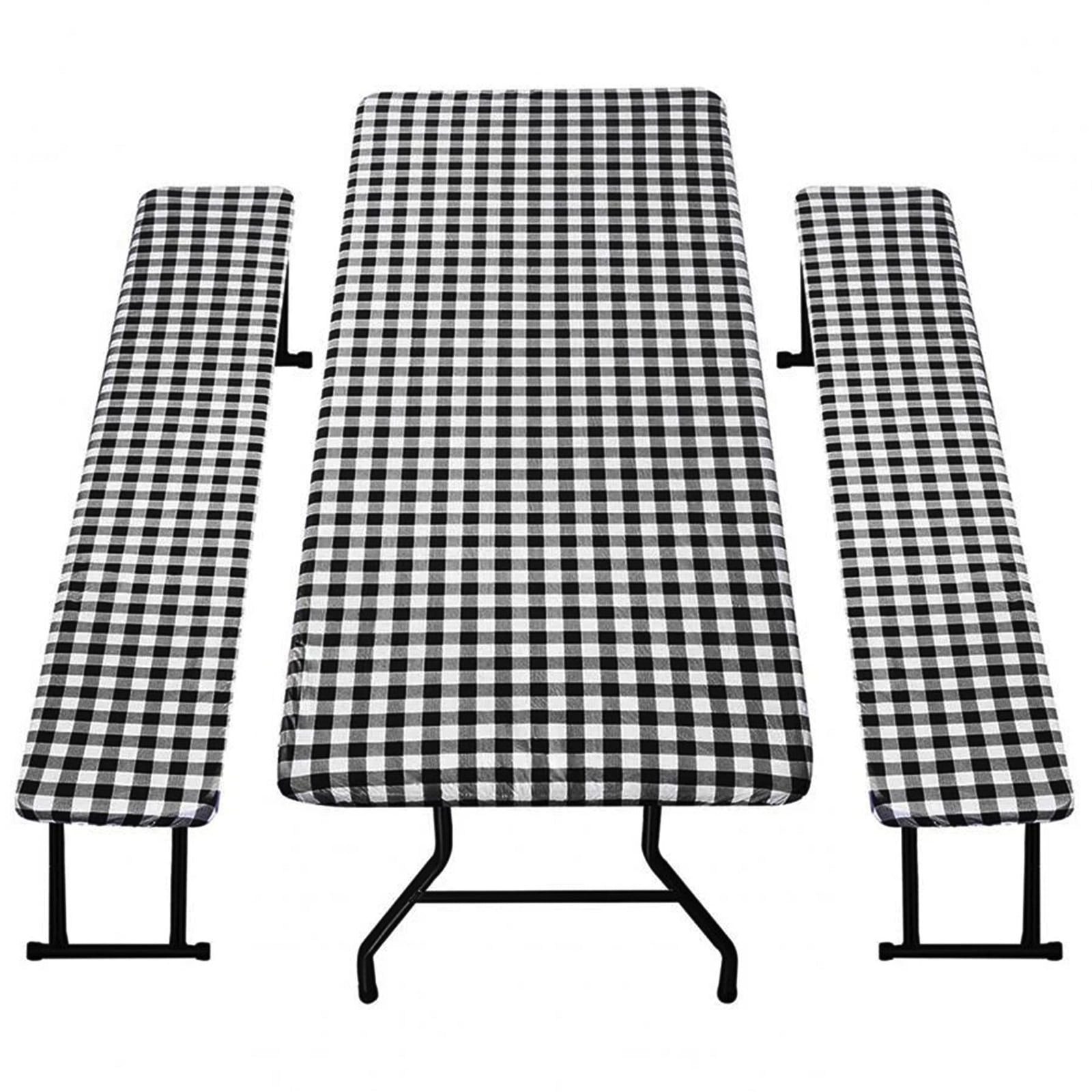 Kyoffiie Picnic Table and Bench Cover Waterproof Tablecloth with Bench ...