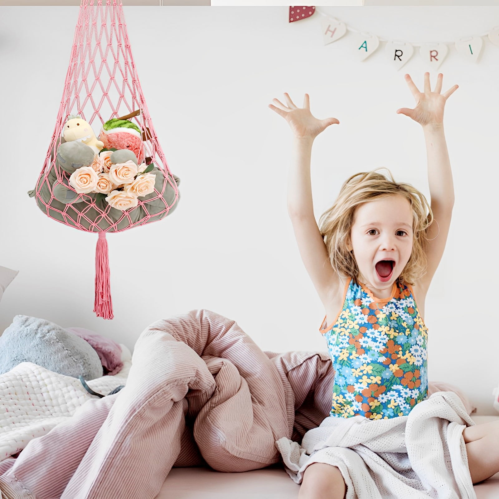 Kyoffiie Stuffed Animal Net Hanging Plush Toy Storage Hammock Space ...