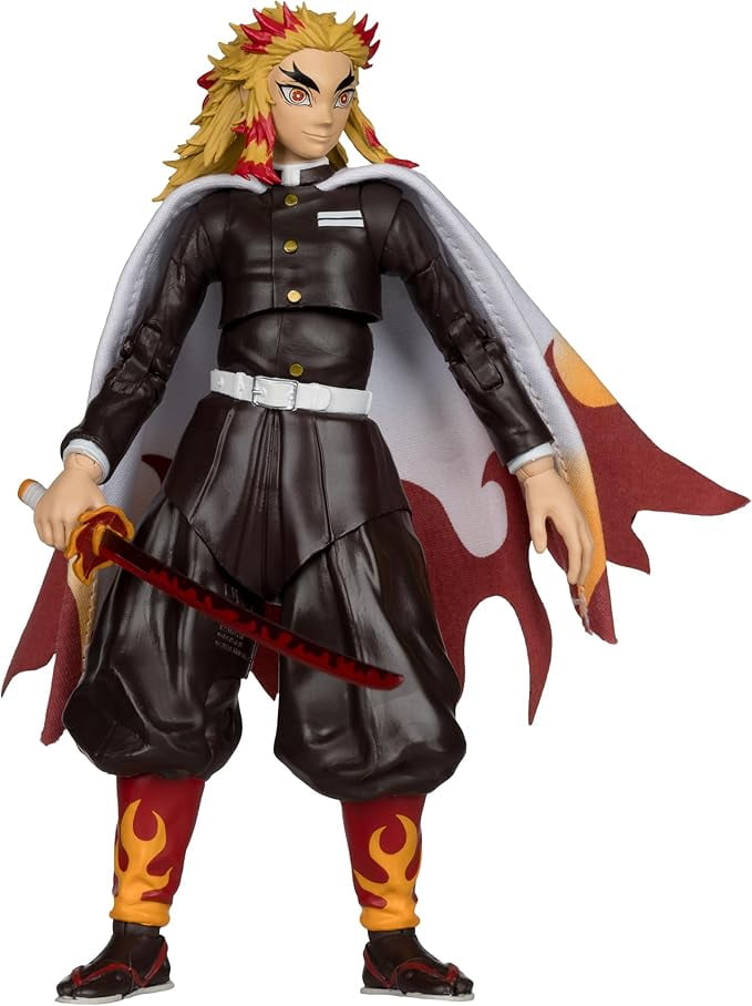 Kyojuro Rengoku Demon Slayer Action Figure 7 Inch Scale PVC Articulated ...