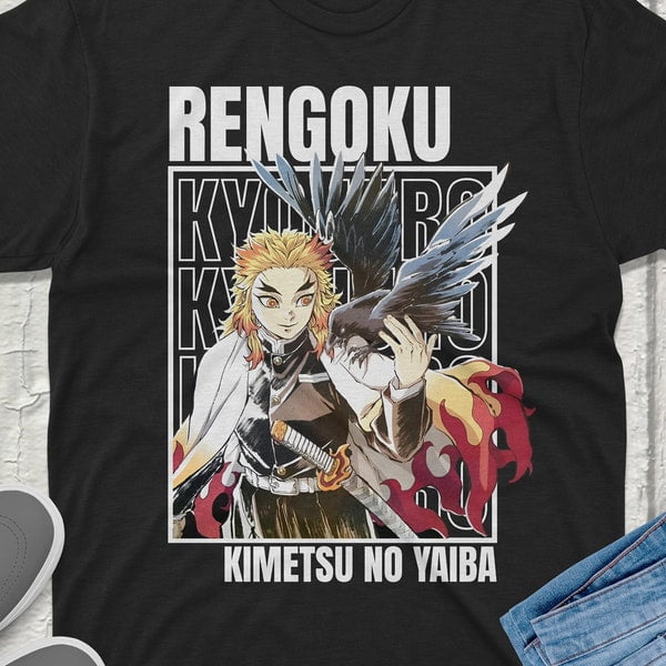 Kyojuro Rengoku Kimetsu no Yaiba Demon Slayer T-Shirt Anime Graphic Tee ...