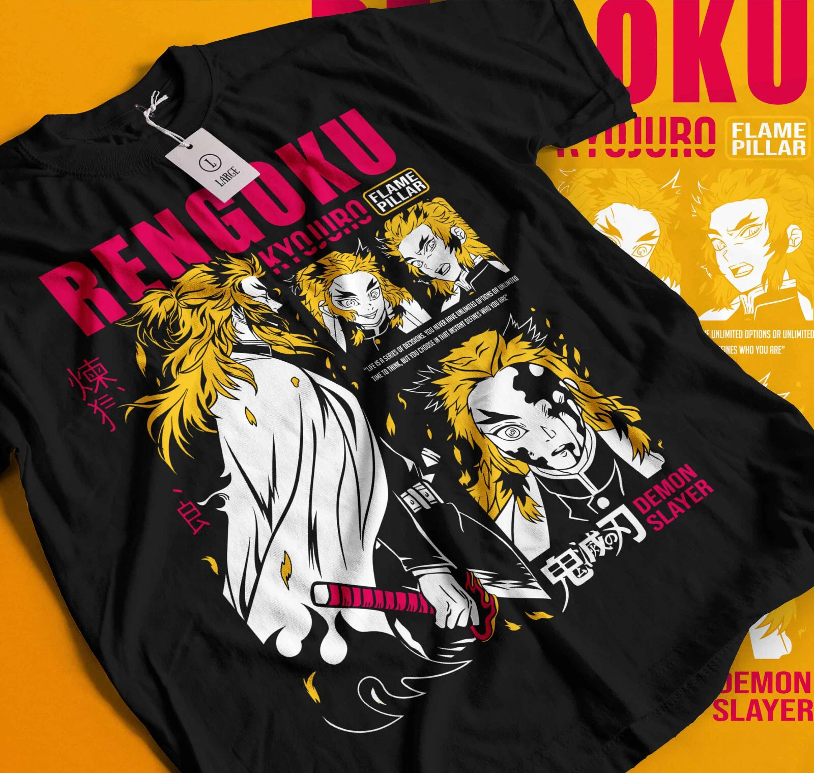 Kyojuro Rengoku T-Shirt Slayer Demon Vintage Anime Manga Horror Shirt ...