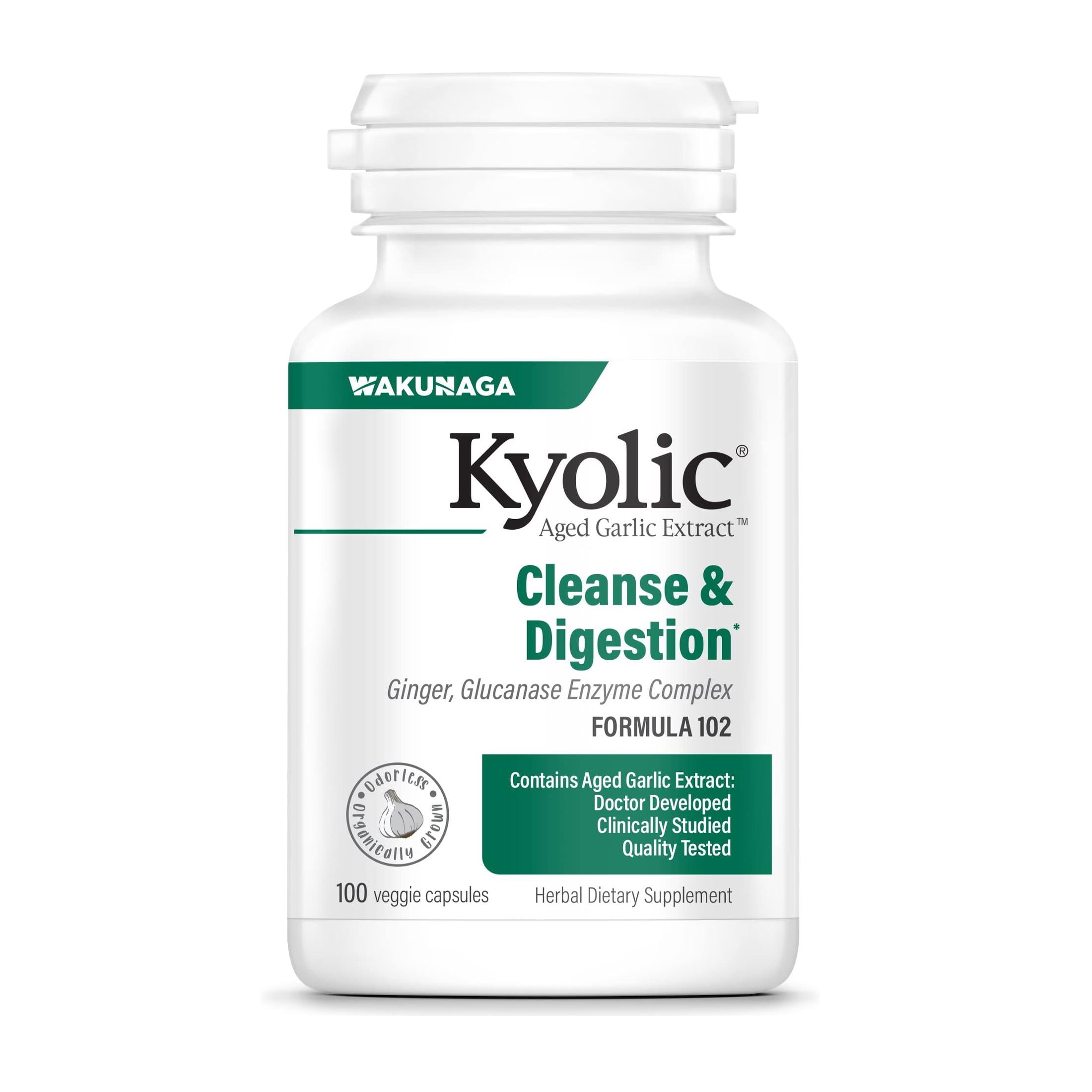 Kyolic Aged Garlic Extract Candida Cleanse & Digestion Formula 102, 100 ...