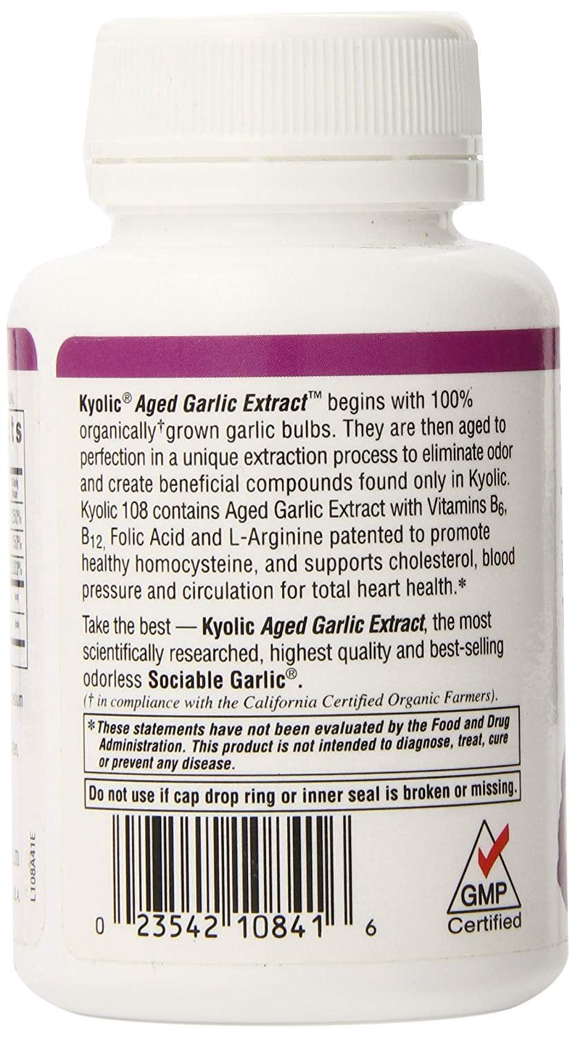 Kyolic Aged Garlic Extract Formula 108 Total Heart Health 100 Capsules ...