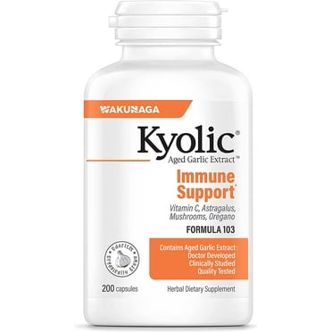 Kyolic Organic Aged Garlic Extract Immune Formula 103, Odorless Vitamin ...