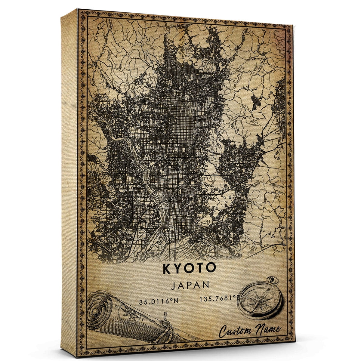 Kyoto Map Poster, Japan Map Art Poster, Canvas, Kyoto map vintage ...
