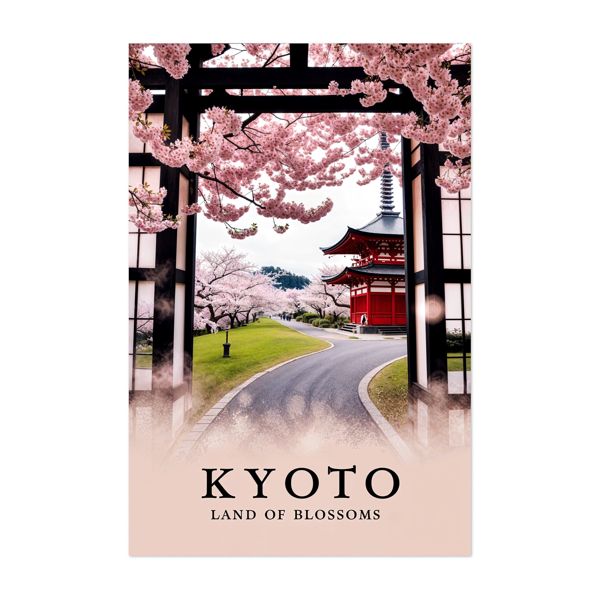Kyoto Travel Poster – Japanese Cherry Blossom Illustration - Kyoto ...