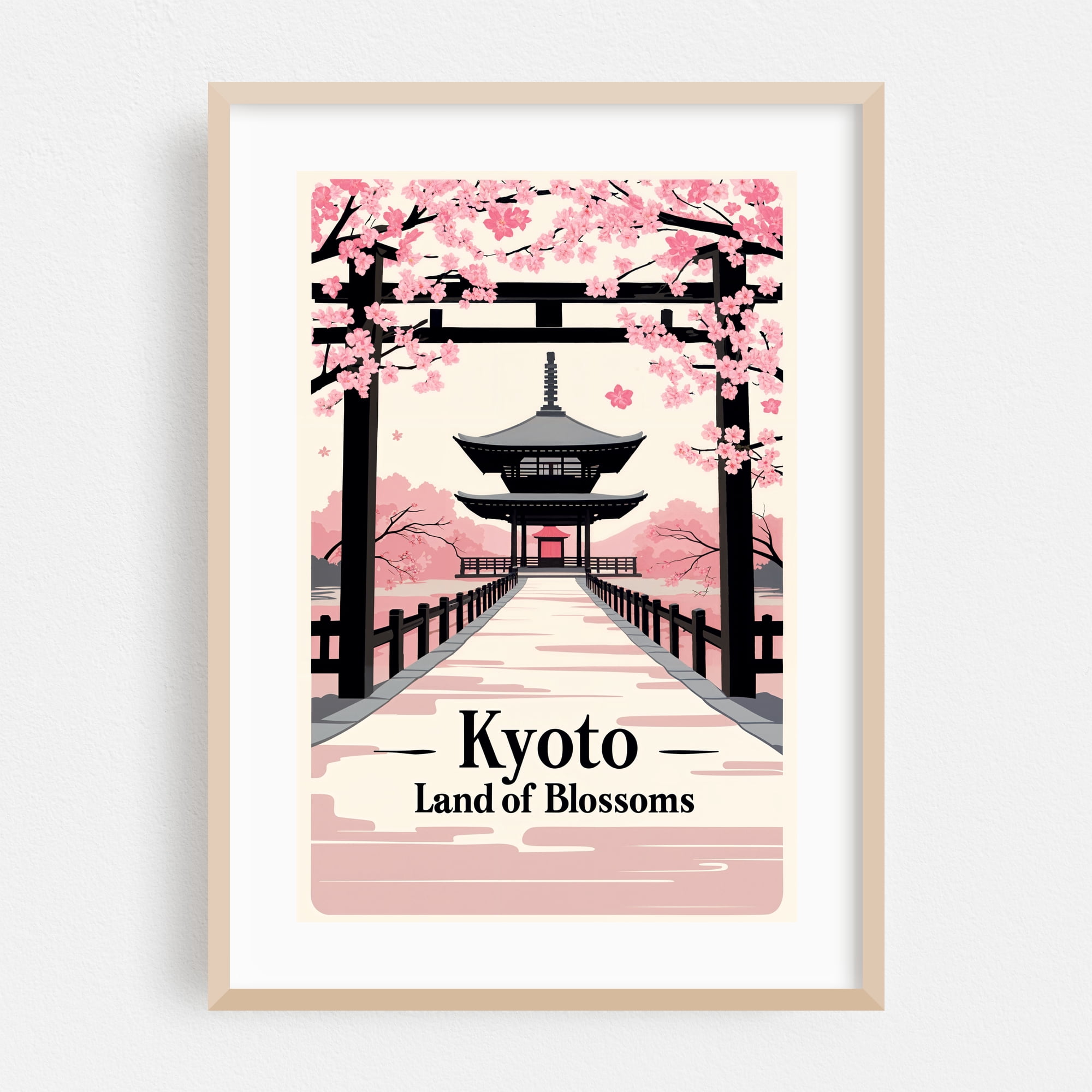 Kyoto Vintage Poster – Japanese Cherry Blossom Art Print - Kyoto Japan ...
