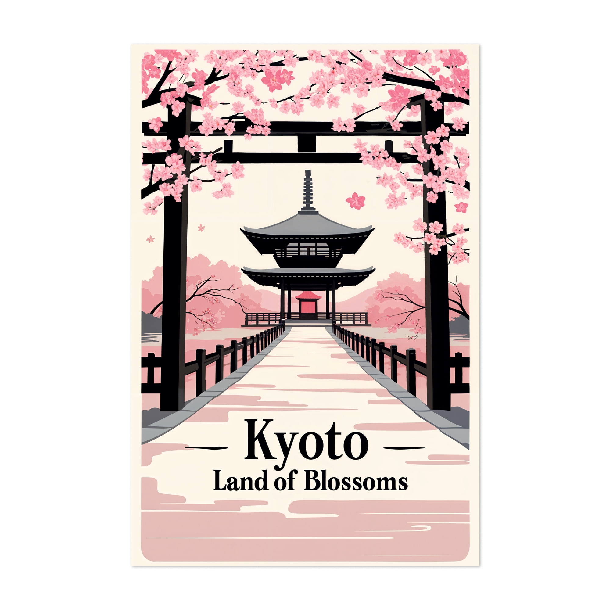 Kyoto Vintage Poster – Japanese Cherry Blossom Art Print - Kyoto Japan ...