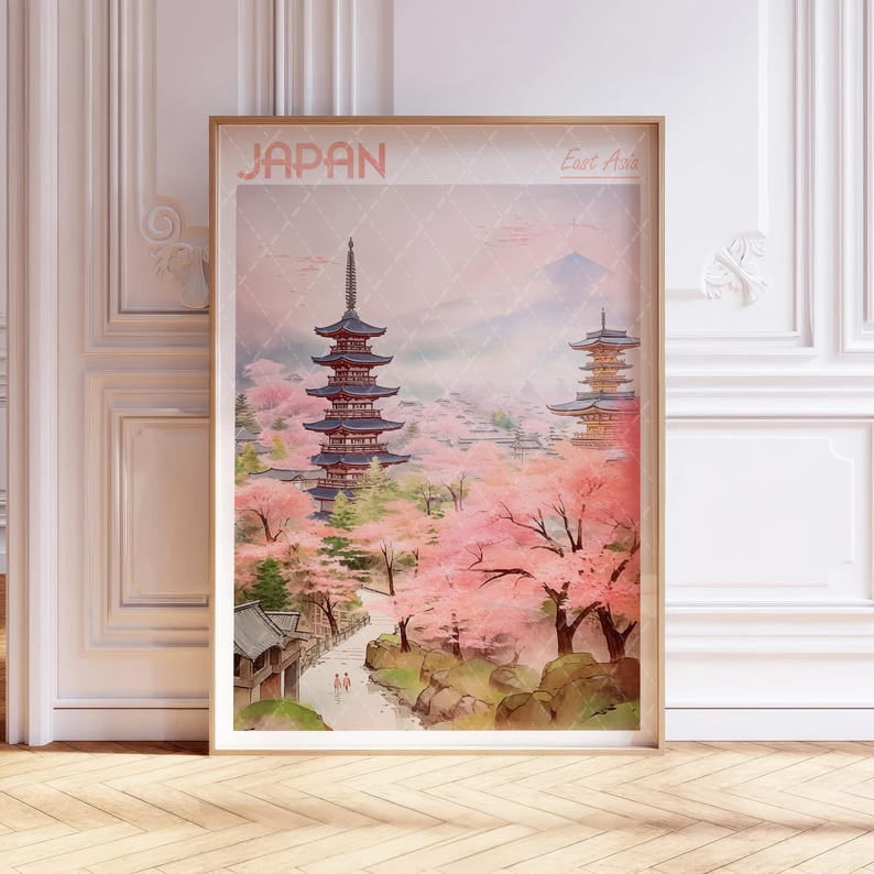 Kyoto Watercolor Art Print - Far East Traditional Wall Art - Japan ...