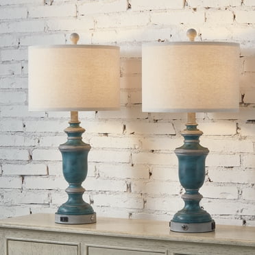 My Texas House 24.5" Ribbed Table Lamp, Distressed Texture, Natural ...