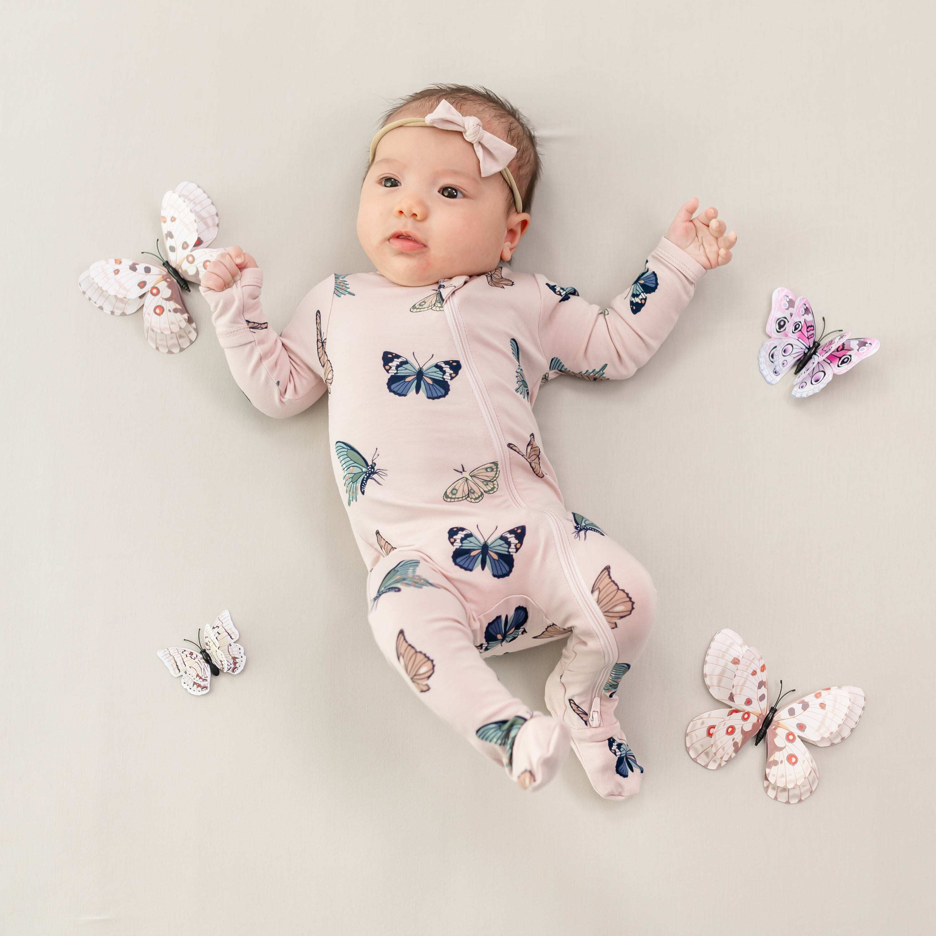 Kyte Baby Zippered Footie in Blush Butterfly - Walmart.com