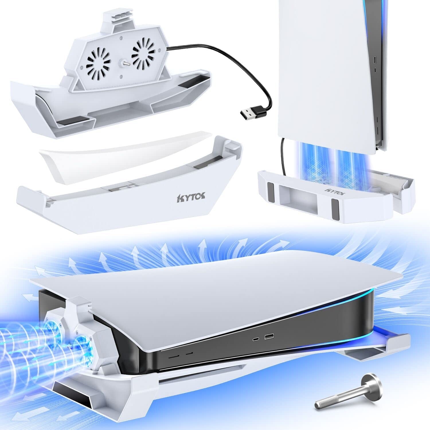 Kytok PS5 Stand, Vertical & Horizontal, Silent Cooling Fan, 2020 ...