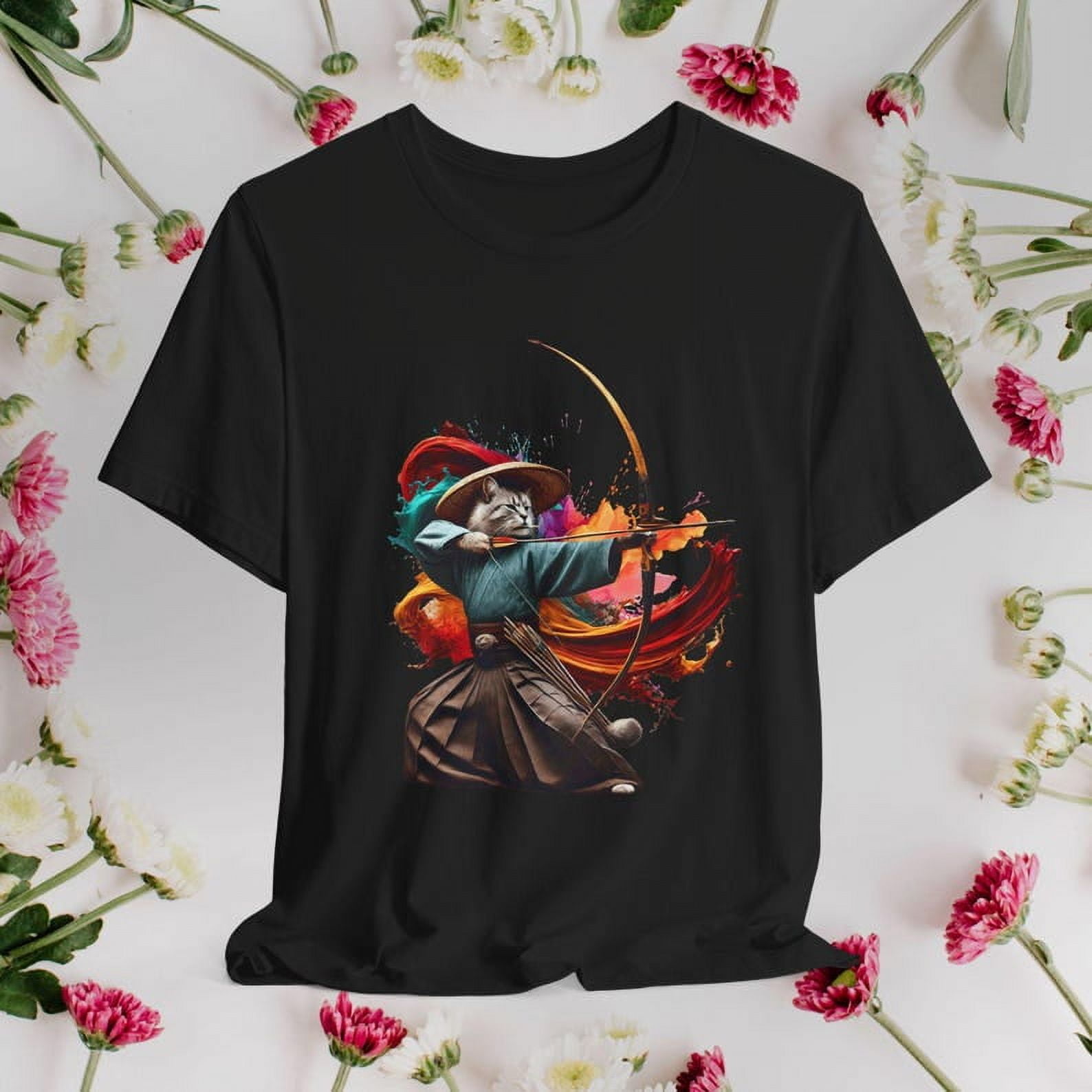 Kyudo Archer Cat Tee - Traditional Japanese Bow Mastery, Feudal Japan ...