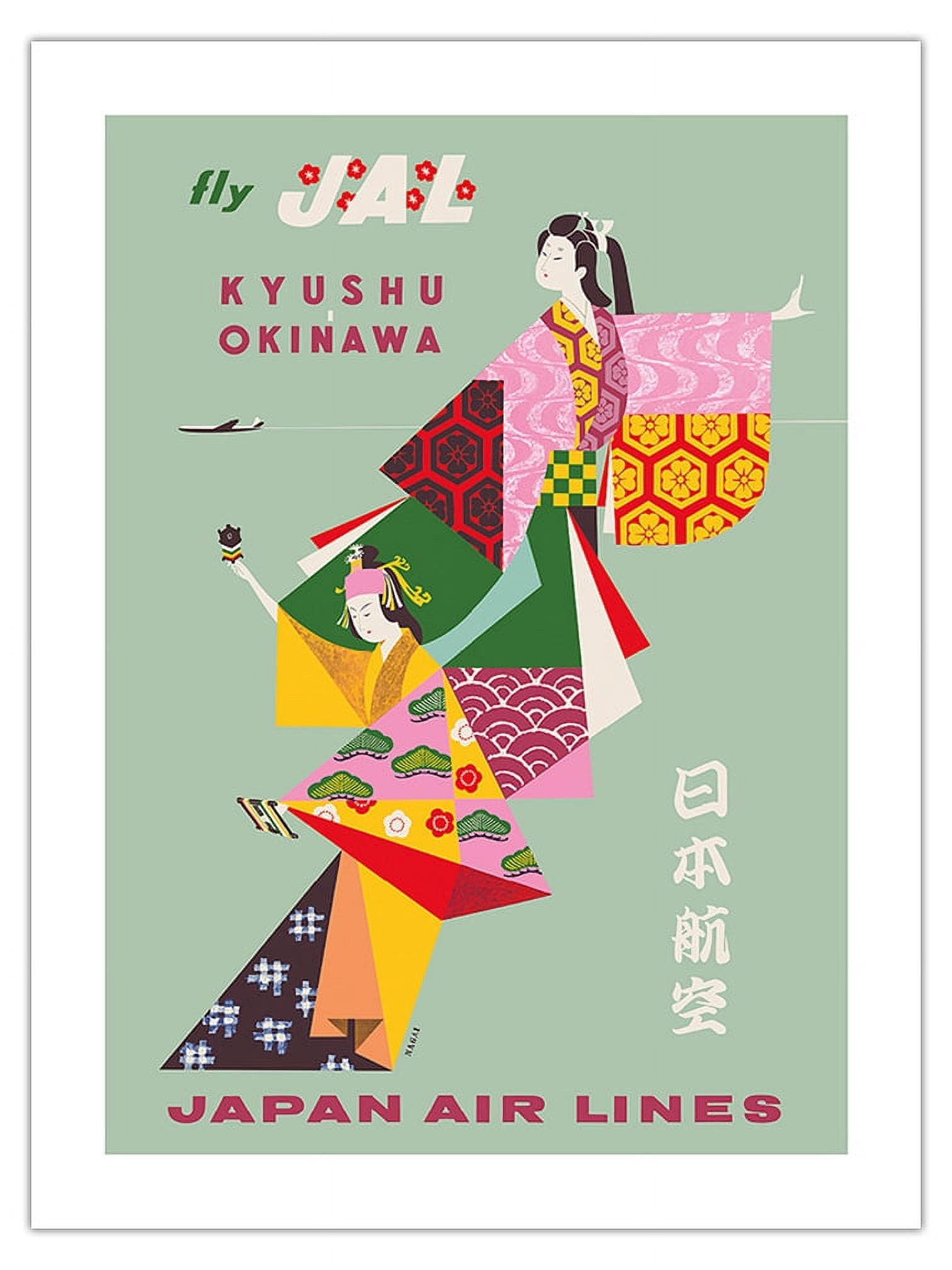 Kyushu to Okinawa - Geisha Girls - Fly Japan Air Lines - Vintage ...