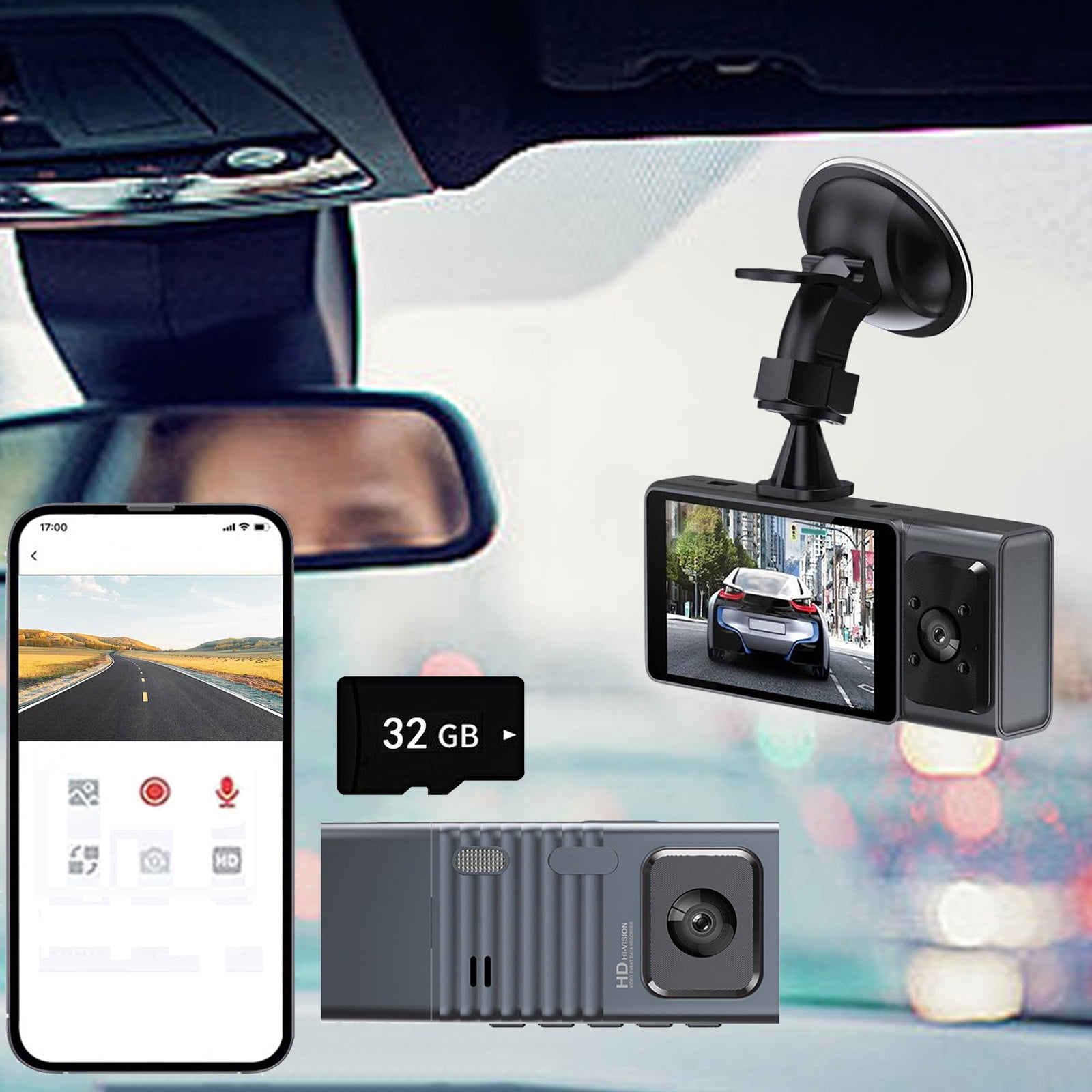 Kyusrd Dash Cam With WiFi 1080P FHD Car Driving Recorder Two Lens ...