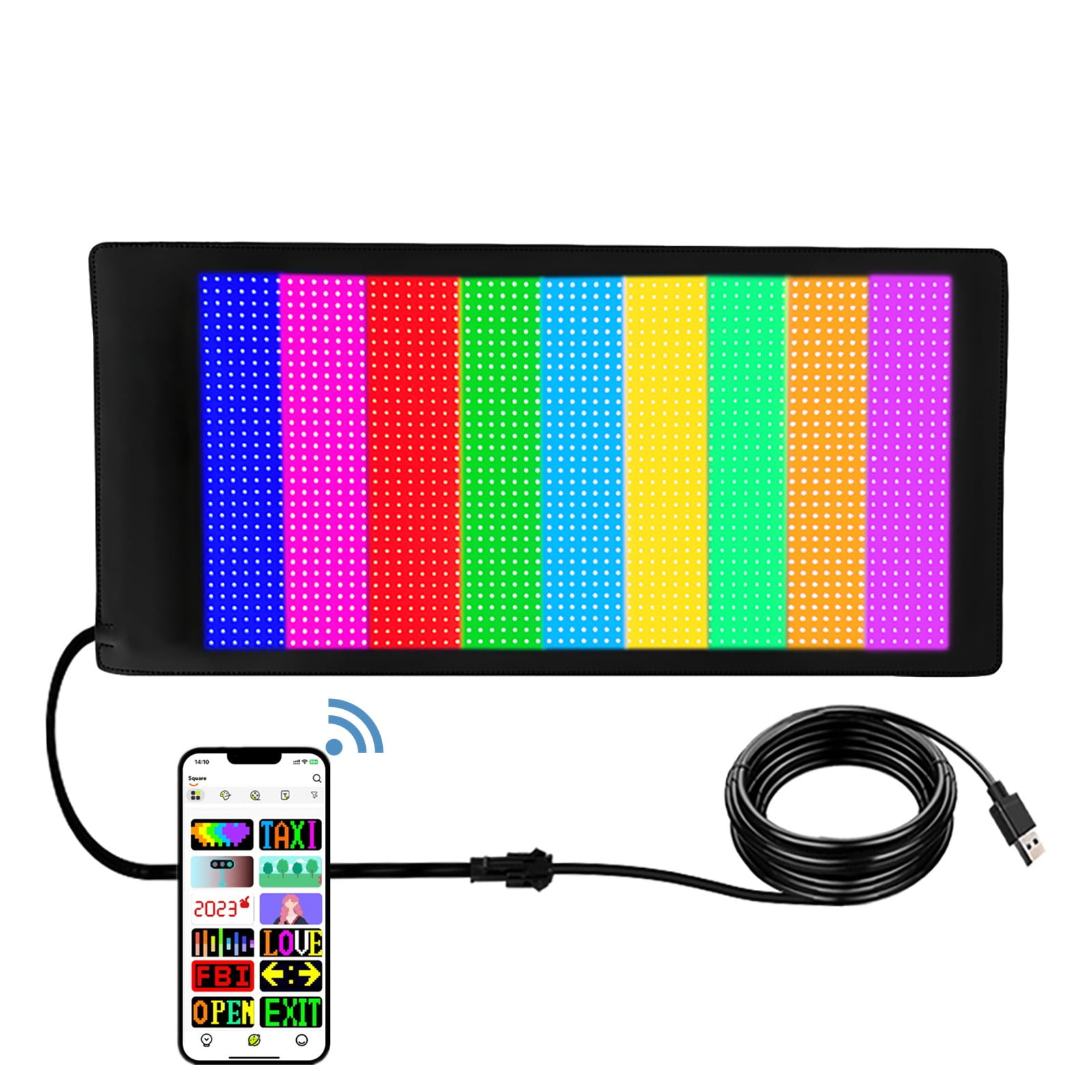 Kyusrd LED Car Sign,26.4''x8.6''Flexible LED Matrix Panel USB 5V ...