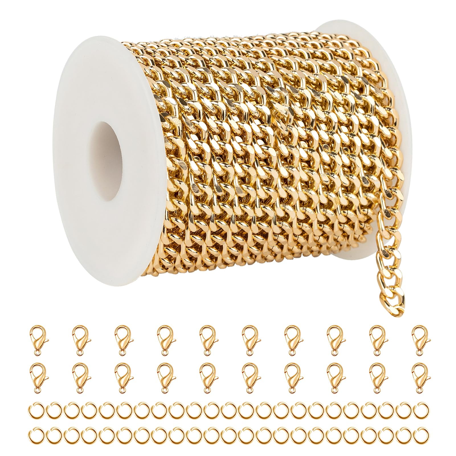 Kyutong 32.8 Feet Gold Plated Jewelry AIS1 Making Chains Bulk Width 7MM Cuban Chain for Men ...