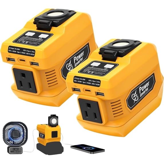 Kzreect Power Inverter, 220W, Dewalt 18V/20V Battery, USB Ports, LED ...