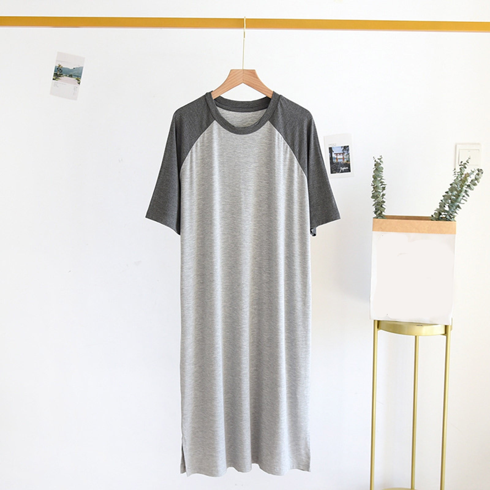 L-4X Mens Pajamas Robes Big & Tall Short Sleeve Nightgowns Plus Size ...