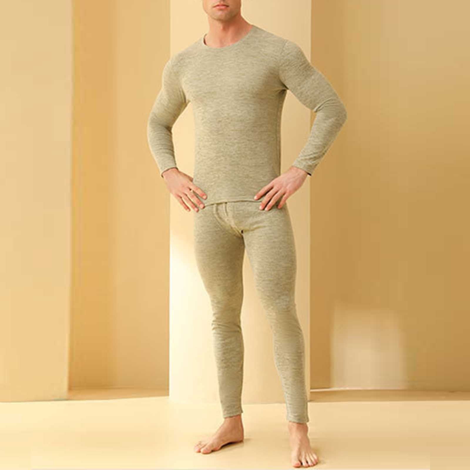 L-4X Plus Size Long Johns for Men Thermal Sets Warm Woolen Stretchy ...