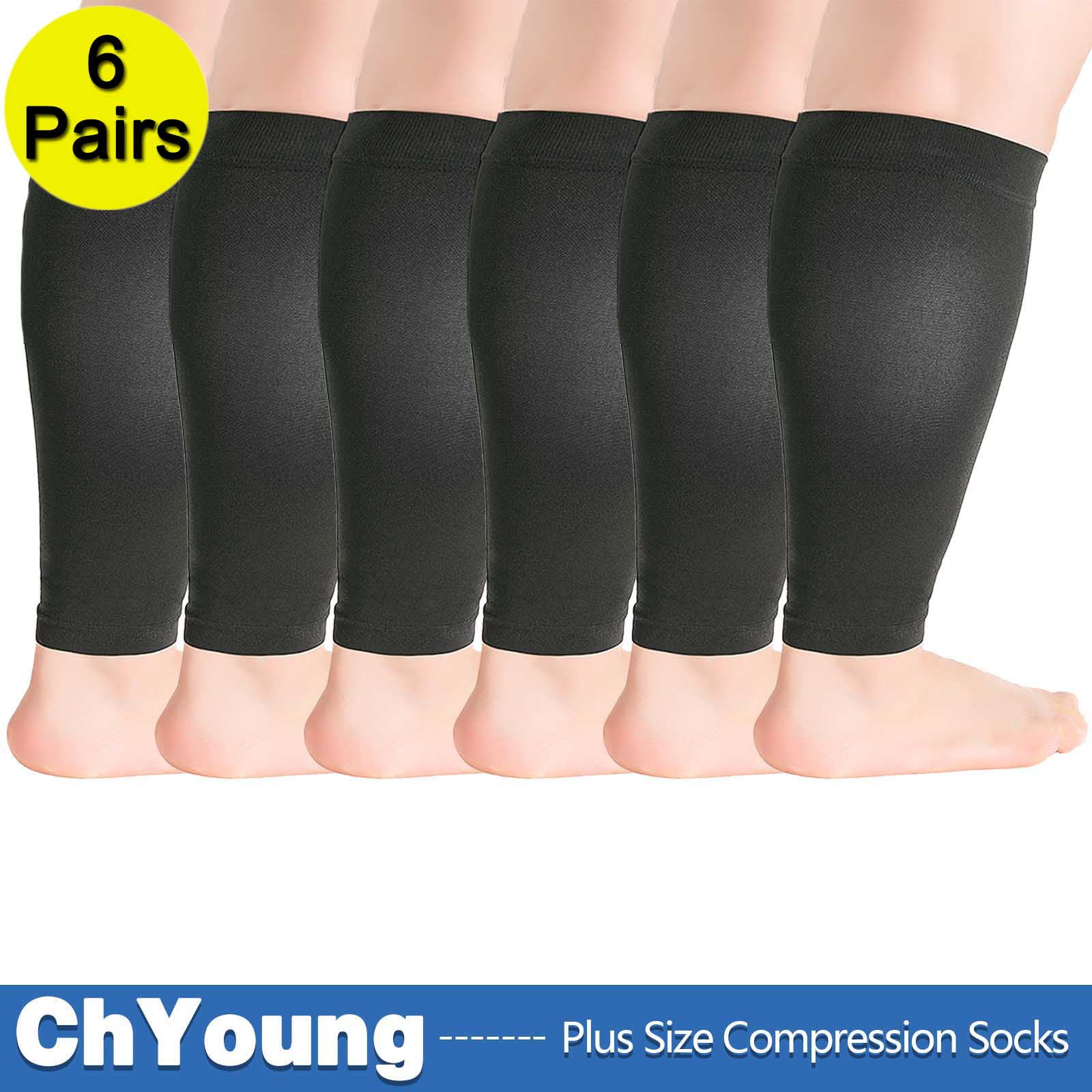 L(6Pack) Wide Calf Compression Sleeve Women Men Plus Size Leg ...