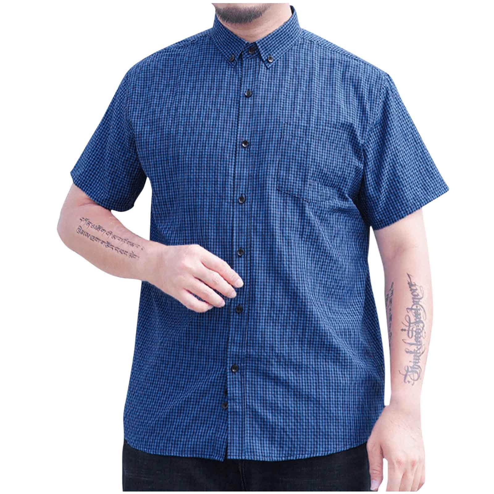 L-6X Mens Shirts Big & Tall Short Sleeve Button-Down Collar Tshirts ...