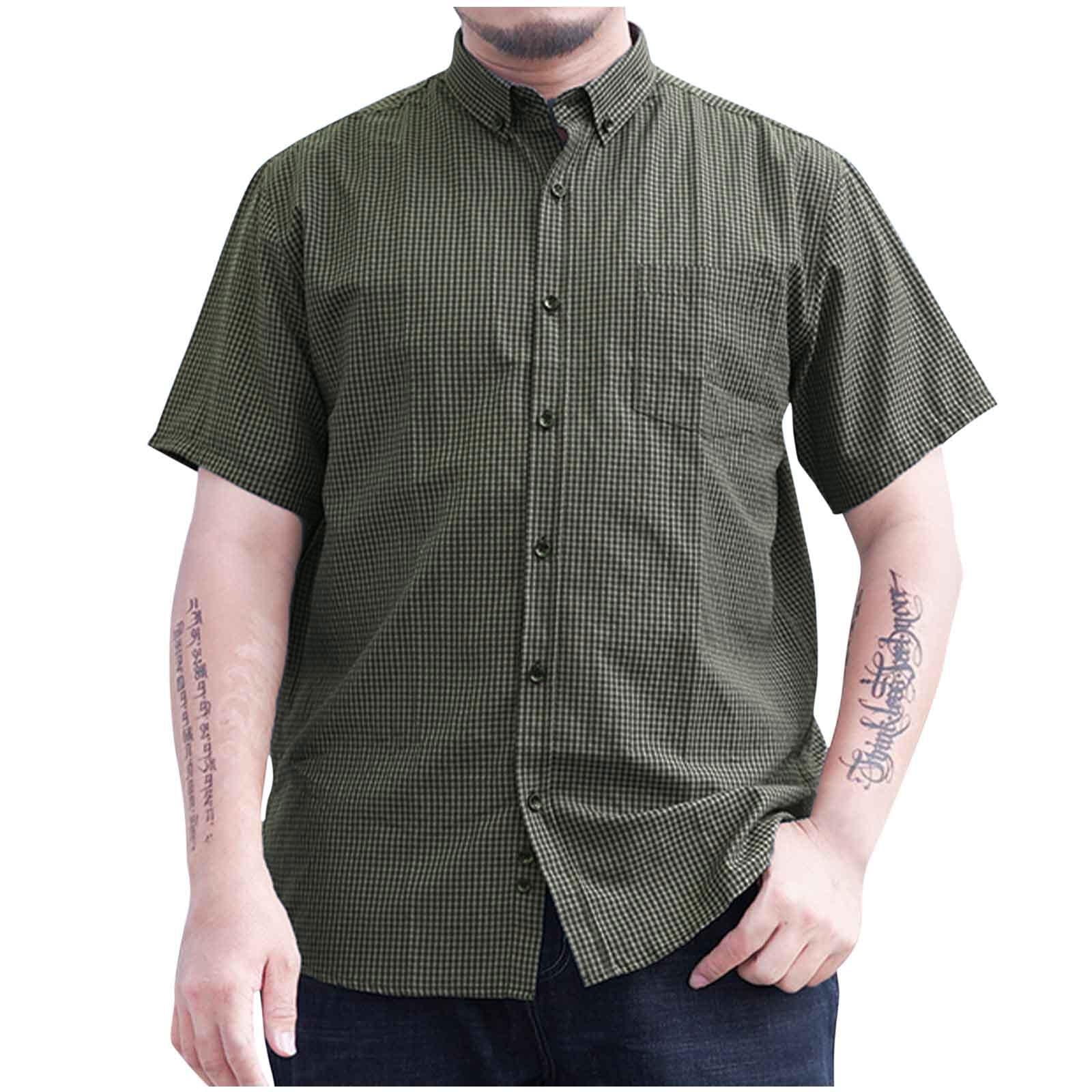 L-6X Mens Shirts Big & Tall Short Sleeve Button-Down Collar Tshirts ...