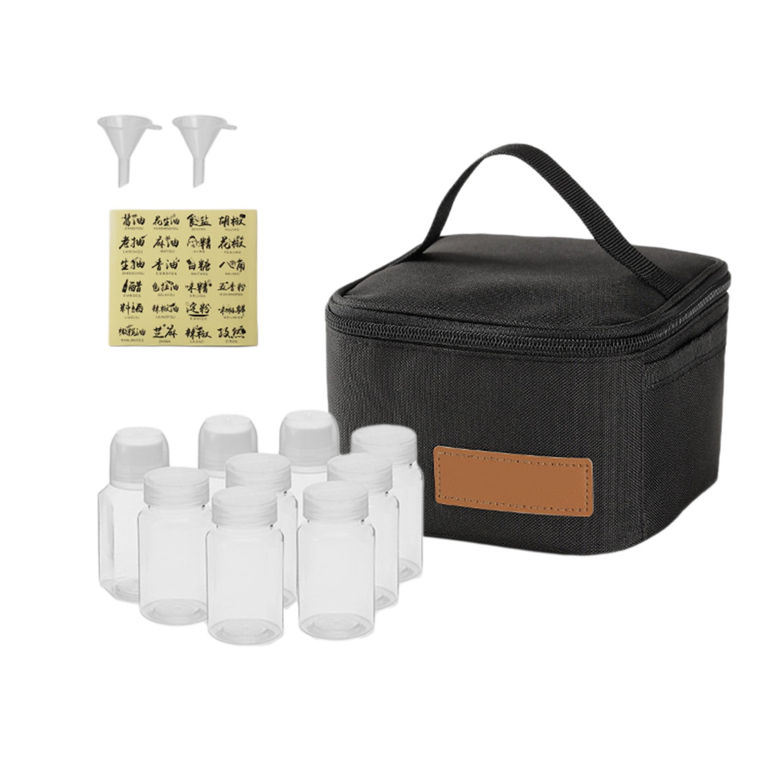 L-822 Outdoor Condiment Organizer 9 Piece Set Camping Seasoning Bottles ...