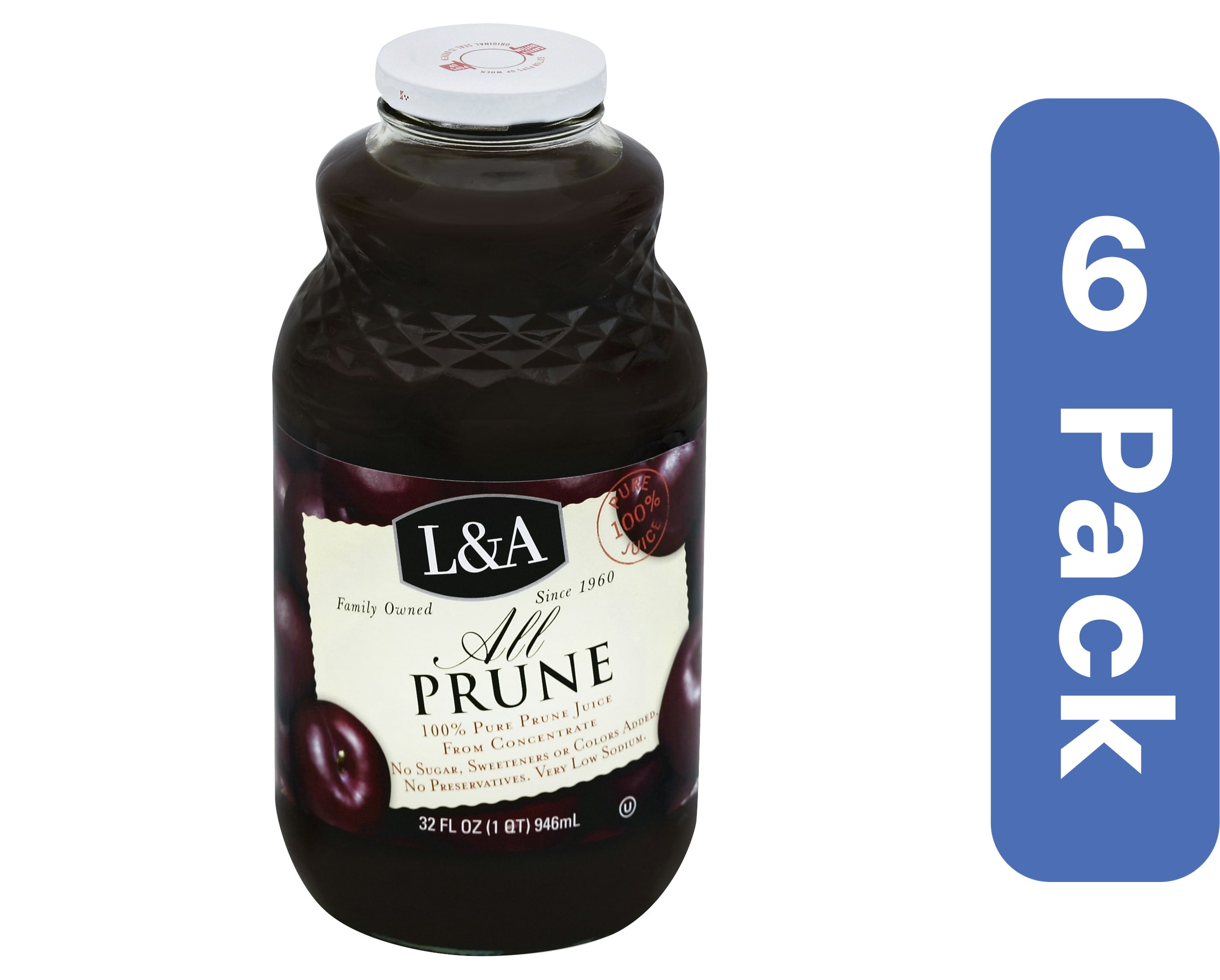 L & A All Prune Juice 32 fl oz (Pack Of 6) - Walmart.com
