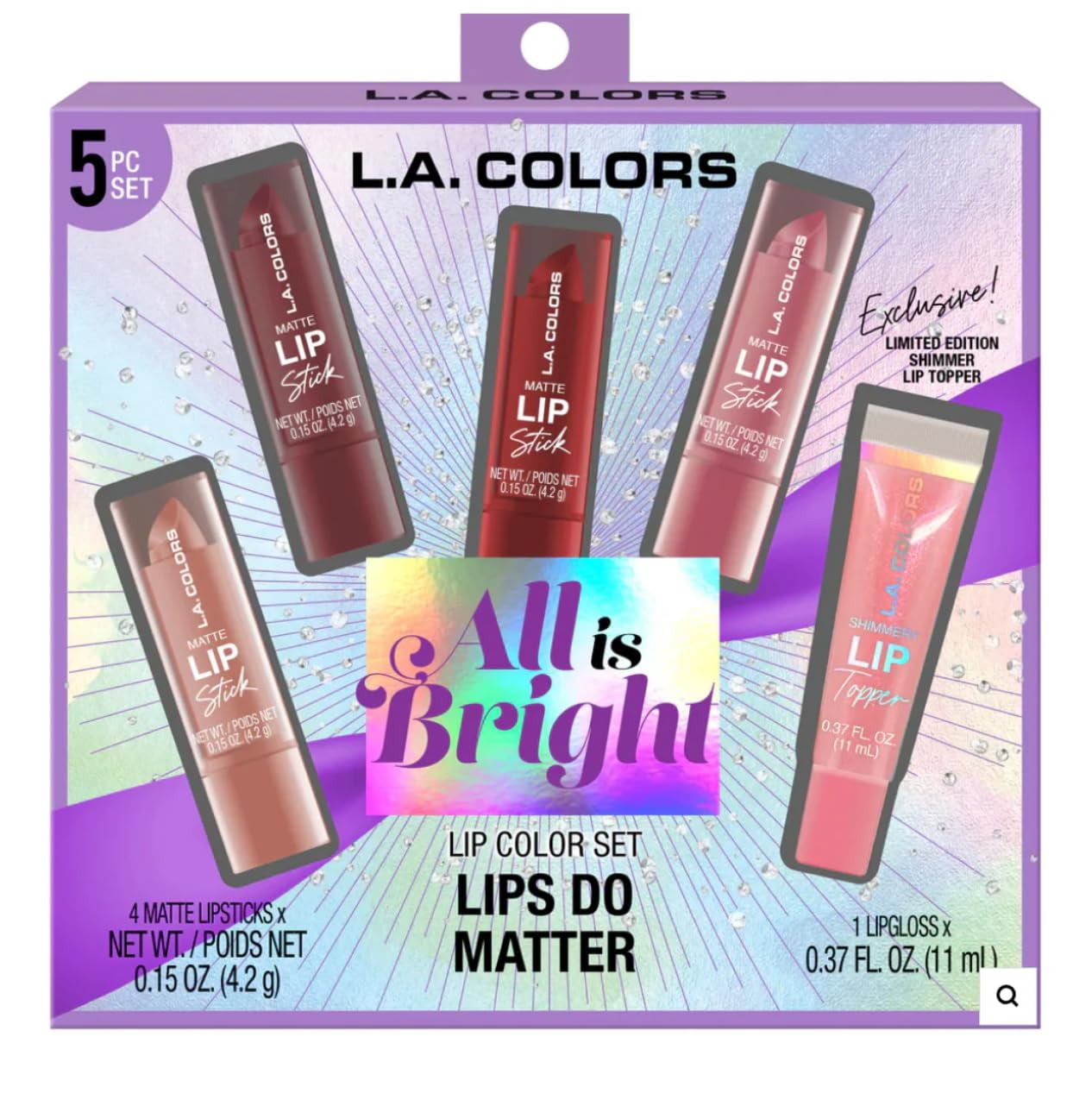 L.A. COLORS 5pc All Is Bright Lip Color Set, Lips Do Matter - Walmart.com