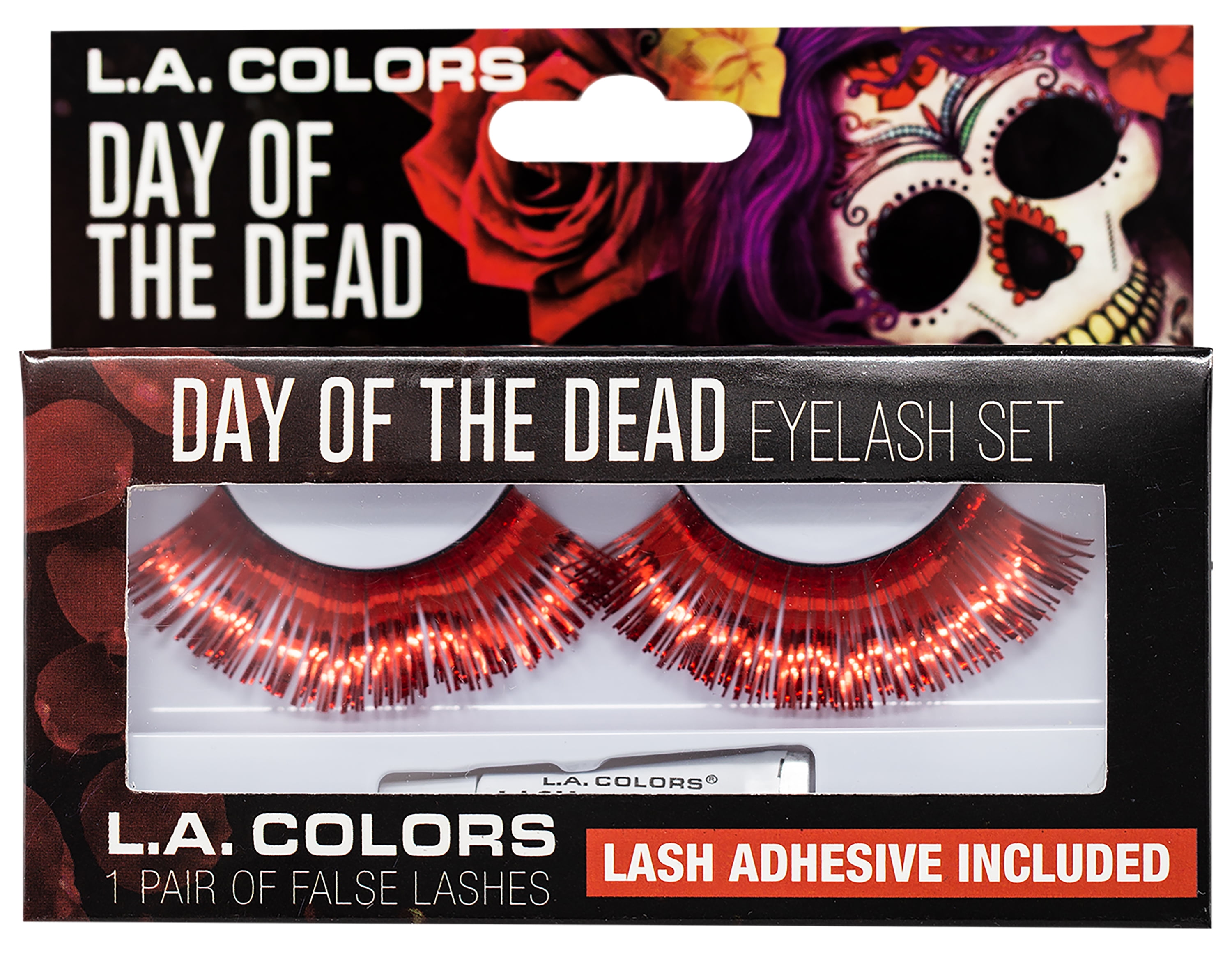 L.A. COLORS Eyelashes with Glue, Day Of The Dead, 1 Pair - Walmart.com