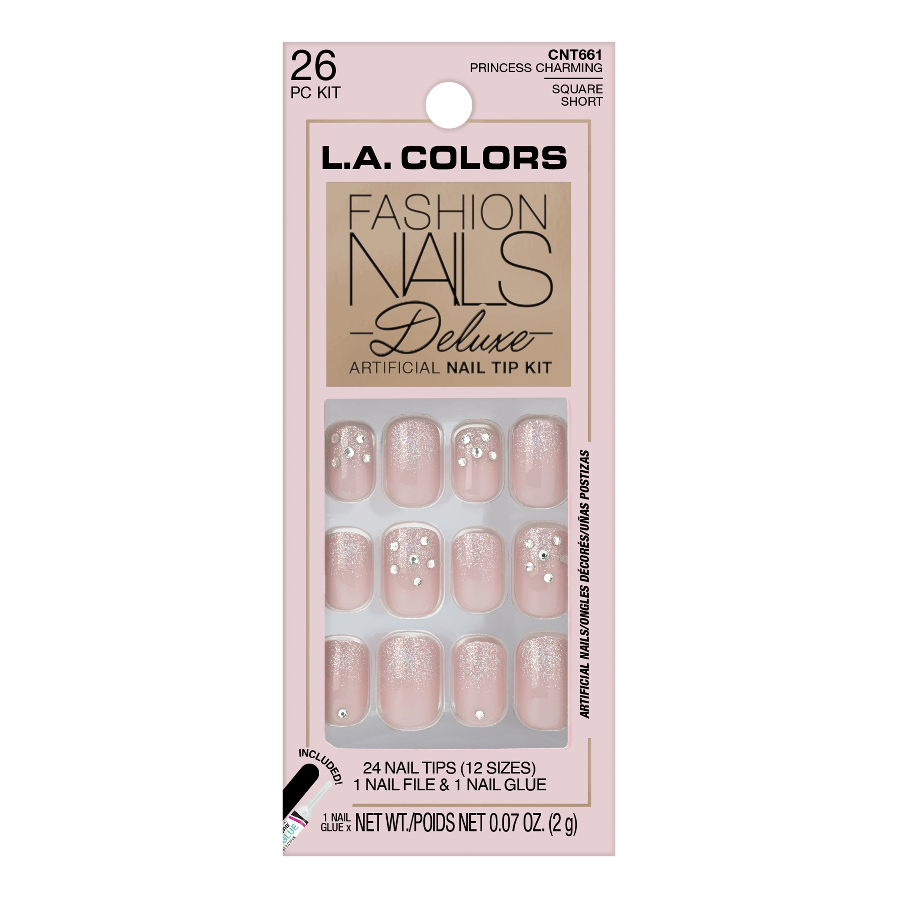 L.A. COLORS Fashion Nail Deluxe, Nail Tips, Princess Charming, 24 ...