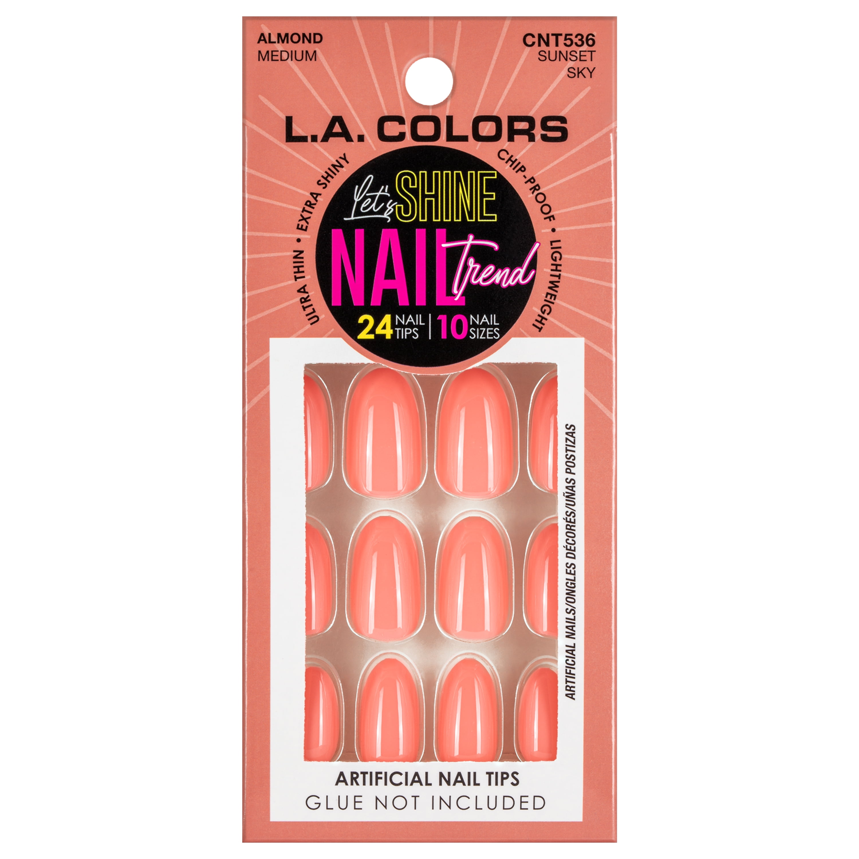 L.A. COLORS Lets Shine Nail Trend, Nail Tips, Sunset Sky, 24 Pieces ...