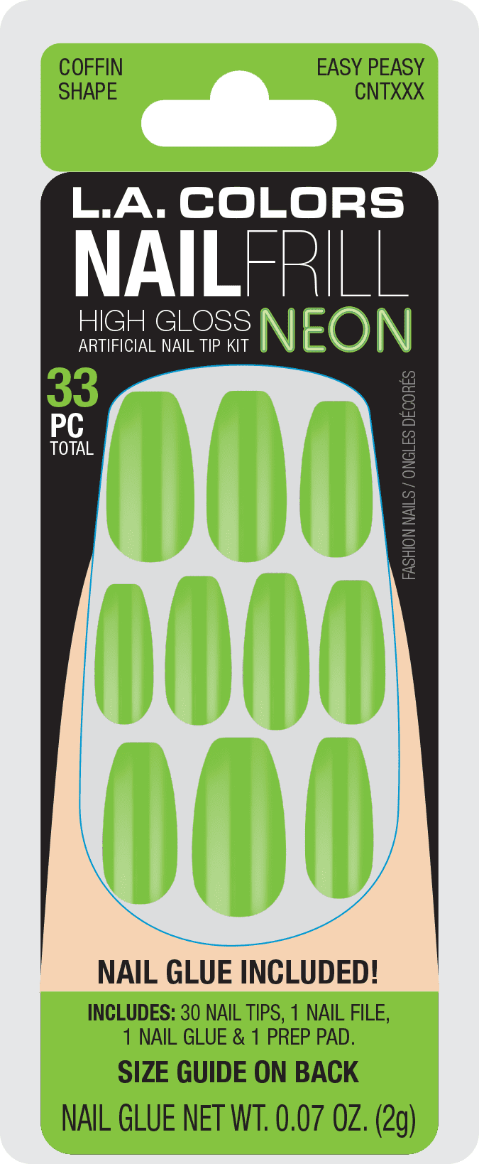 LA COLORS NAIL FRILL 33PC EASY PEASY (COFFIN) - Walmart.com