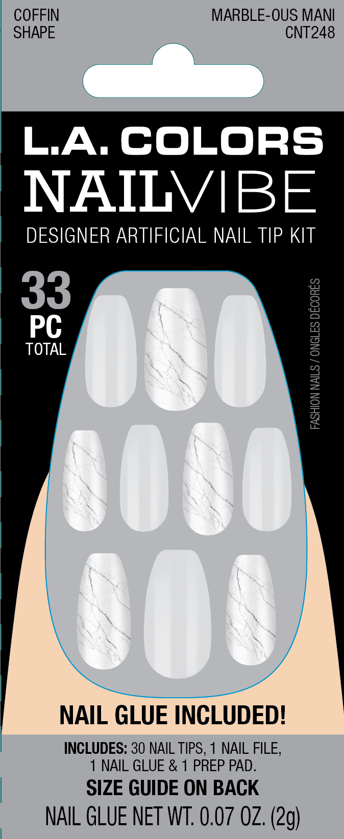 LA COLORS 33PC VIBE NAILS MARBLE-OUS MANI (COFFIN) - Walmart.com