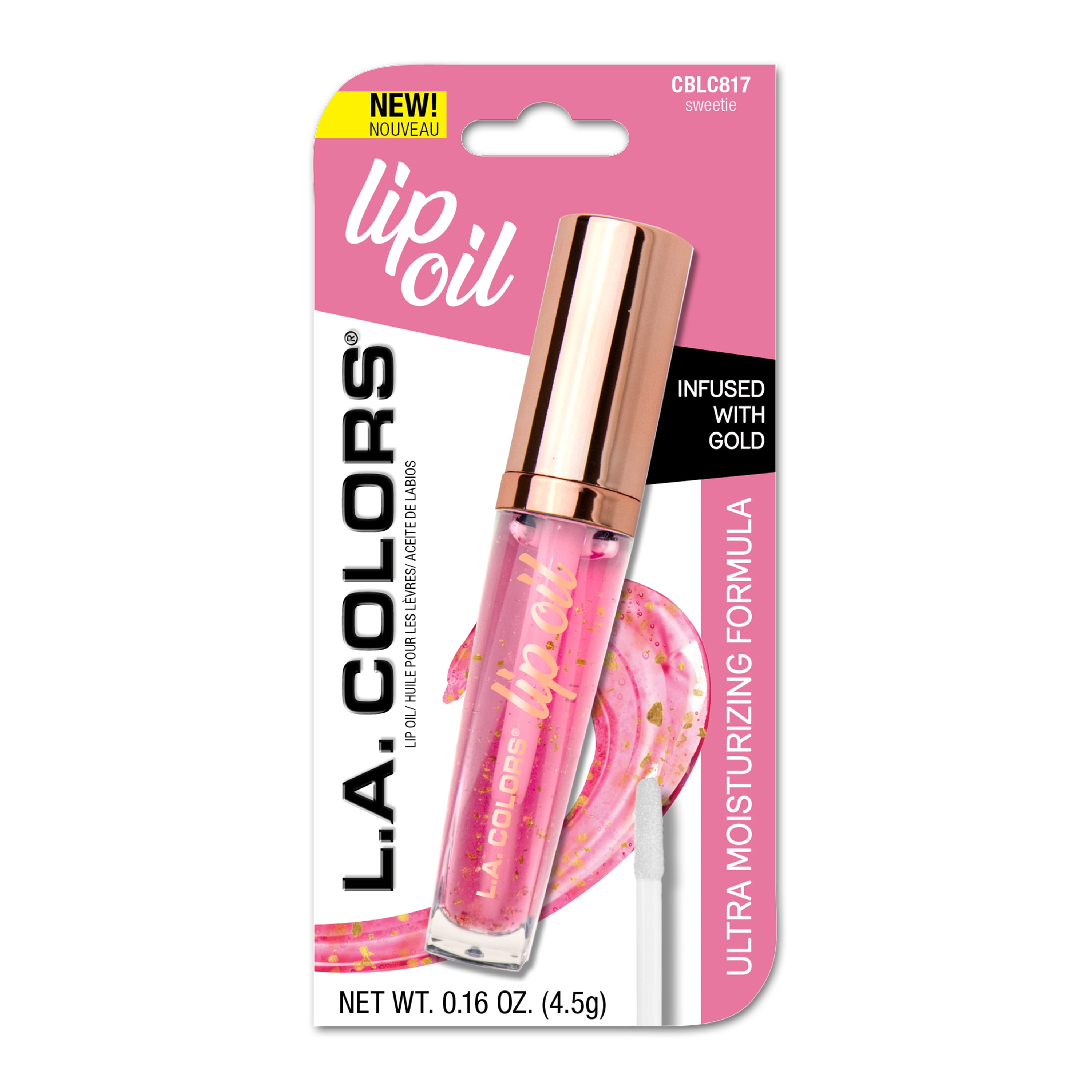 L.A. COLORS Lip Oil Sheer Hydrating Lightweight Gloss with Gold Flakes ...