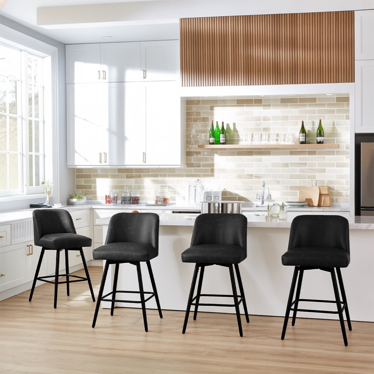 L'AGRATY 360° Swivel Modern Bar Stools Set of 4, 26" Counter Height ...