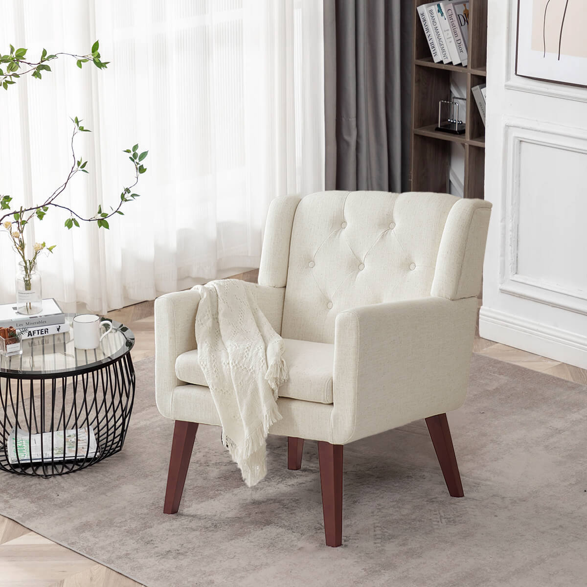 Momspeace Modern Accent Chair Upholstered Foam Filled Living Room Chairs Comfy Reading Chair Mid ...