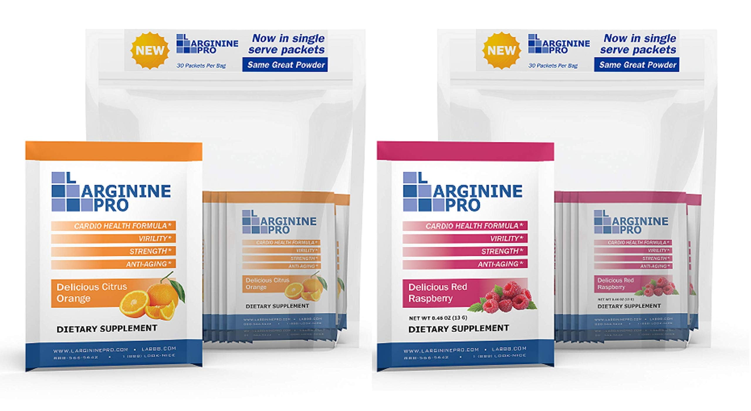 L-ARGININE PRO Supplement Powder | 60 Packets KMC2Single Serve Travel ...