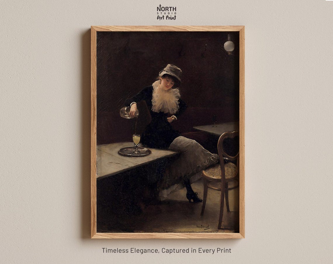 L'Absinthe By Jean Béraud 1882, French Vintage Art, Café Scene Art ...