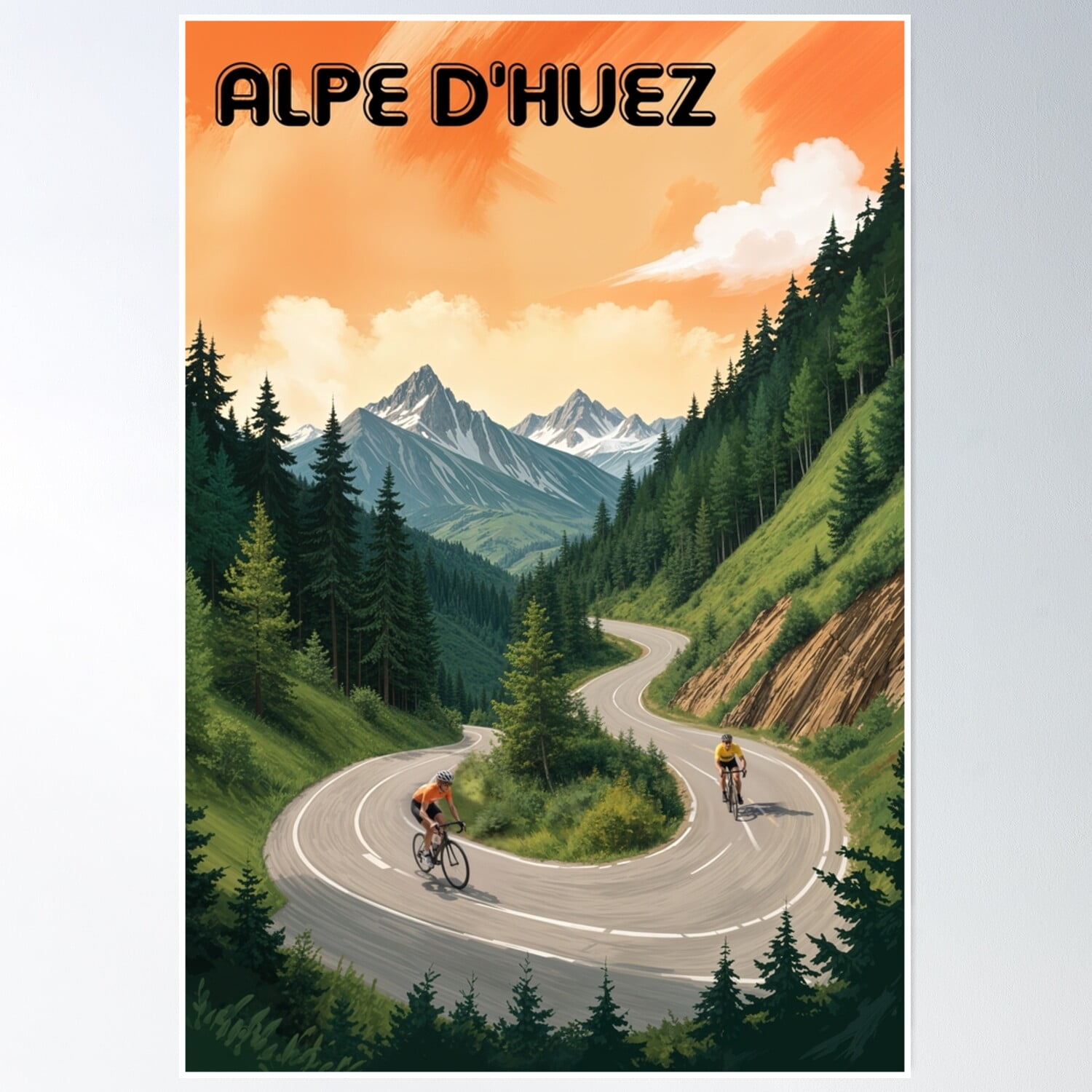L'Alpe D'Huez | Alpe D'Huez Cycling Poster Wall Art, Modern Wall Decor ...