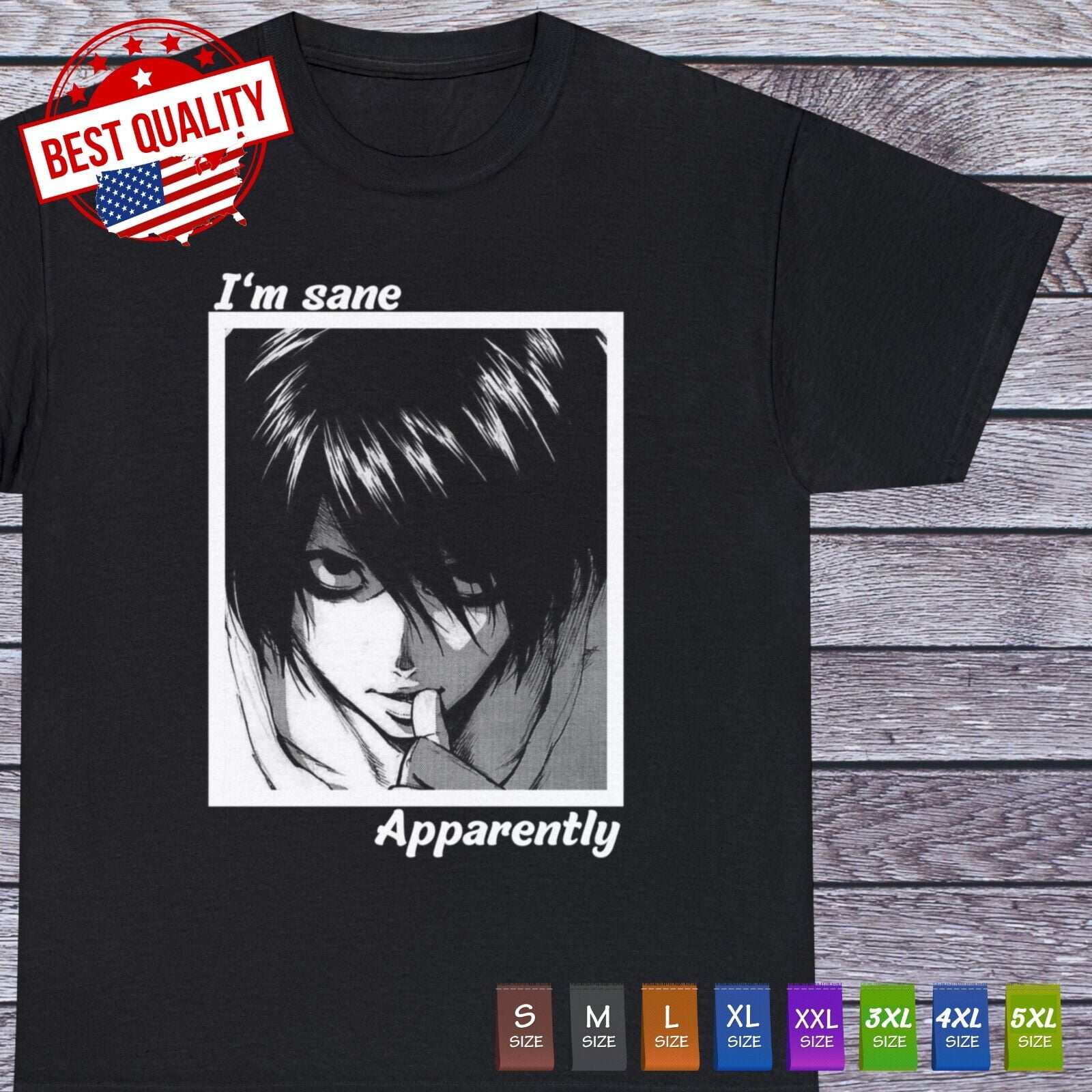 L Anime Death Note T Shirt Manga Otaku Japan Tee Cosplay Clothing Light ...