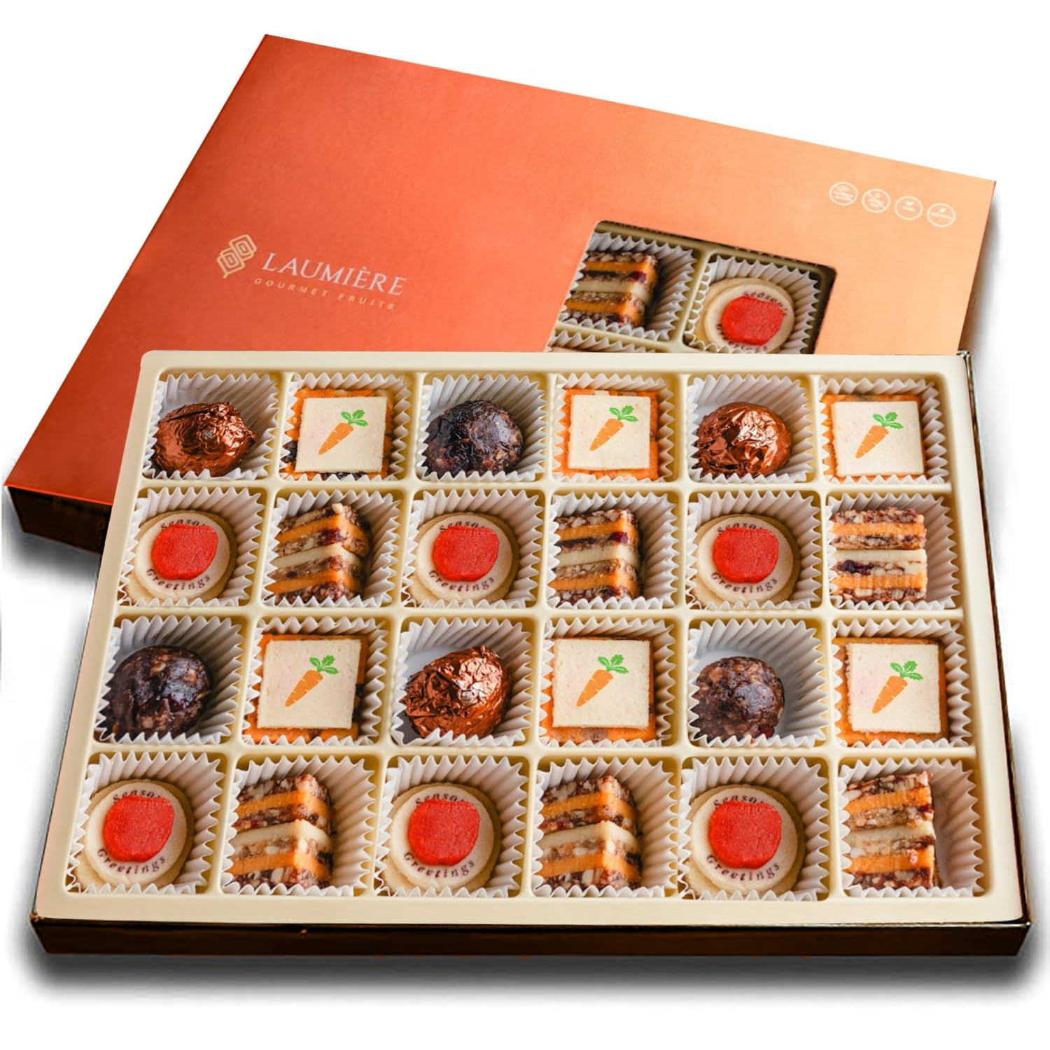 L’Automne Collection - Rectangle Gourmet Gift Box (24 Treats) - Laumiere Gourmet Fruits - Vegan ...
