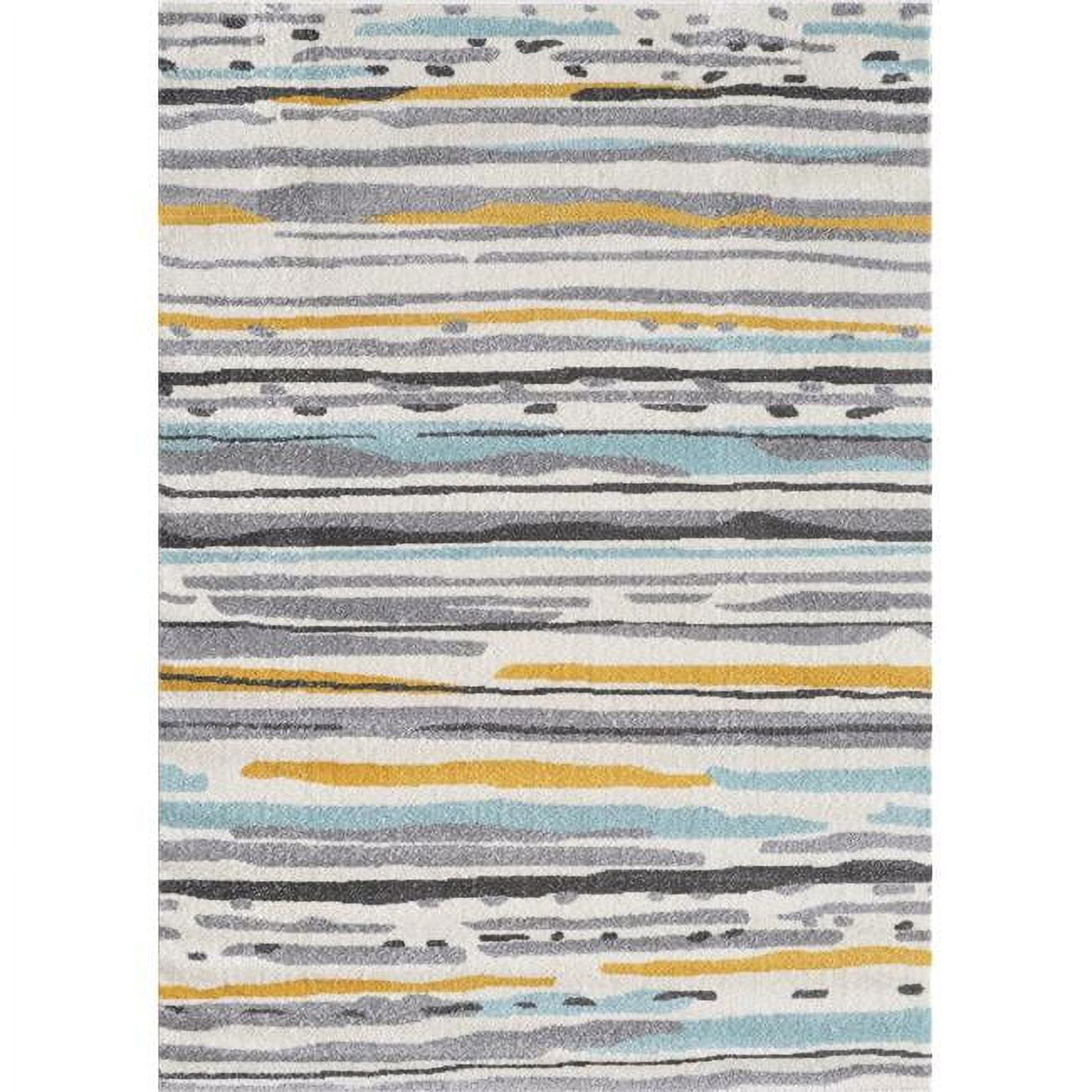 L'Baiet L'Baiet Emma Multicolor Striped 8 ft. x 10 ft. Area Rug - White ...