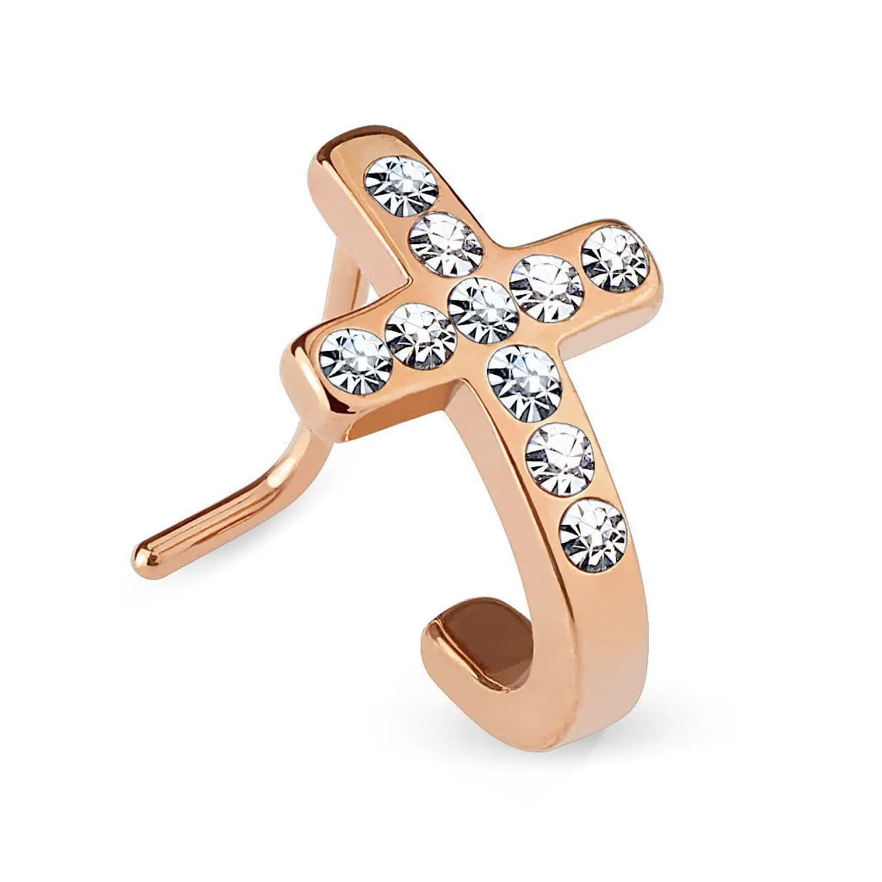 L Bend CZ Cross Nose Stud Rings Surgical Steel 20G L Shaped Nose ...