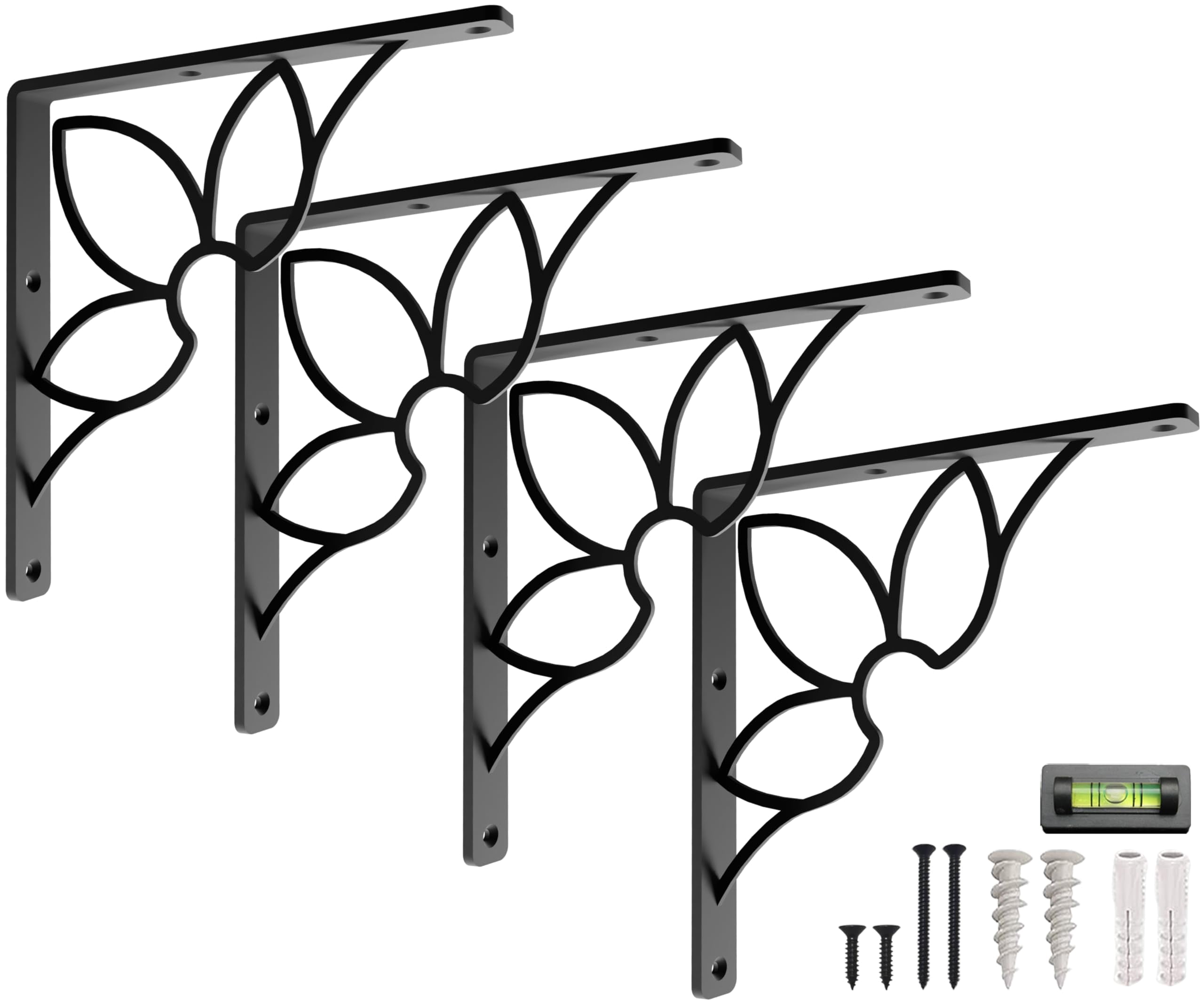 L Brackets by Balin Designs (Black) for 8"-10” Flower Style Shelves ...
