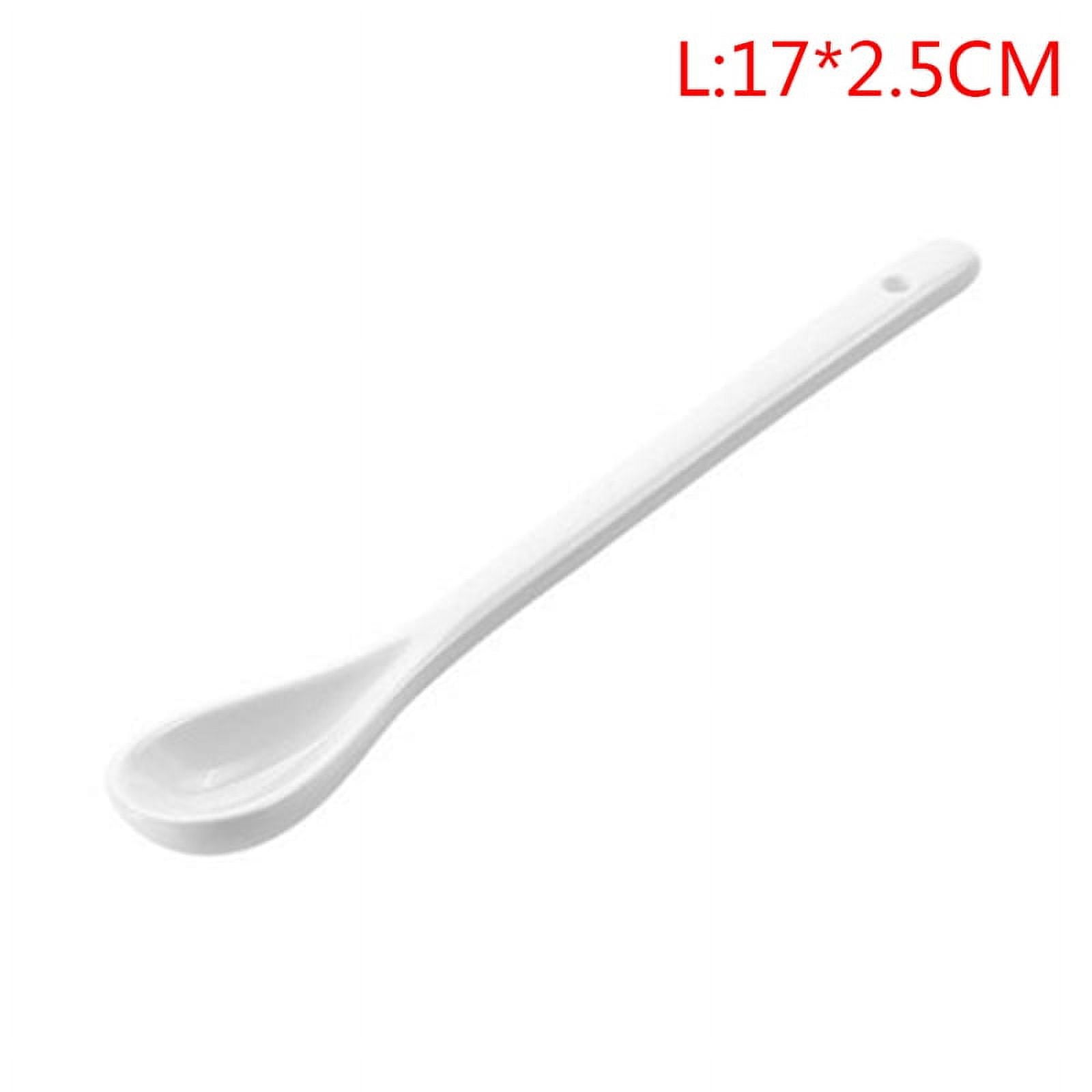 (L) Ceramic Spoons Long-short white Porcelain Coffee Soup sugar Tea ...