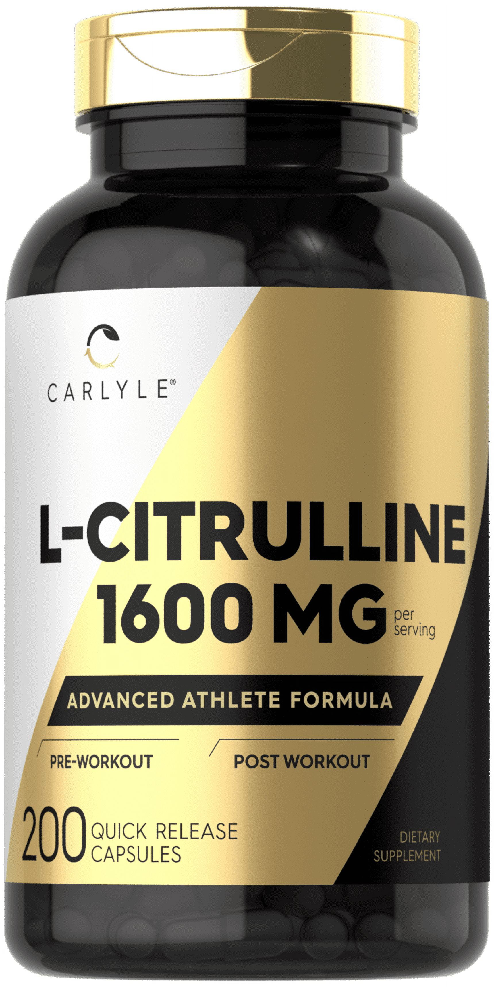 Carlyle L Citrulline Capsules 1600mg, 200ct Non-GMO, Gluten Free ...
