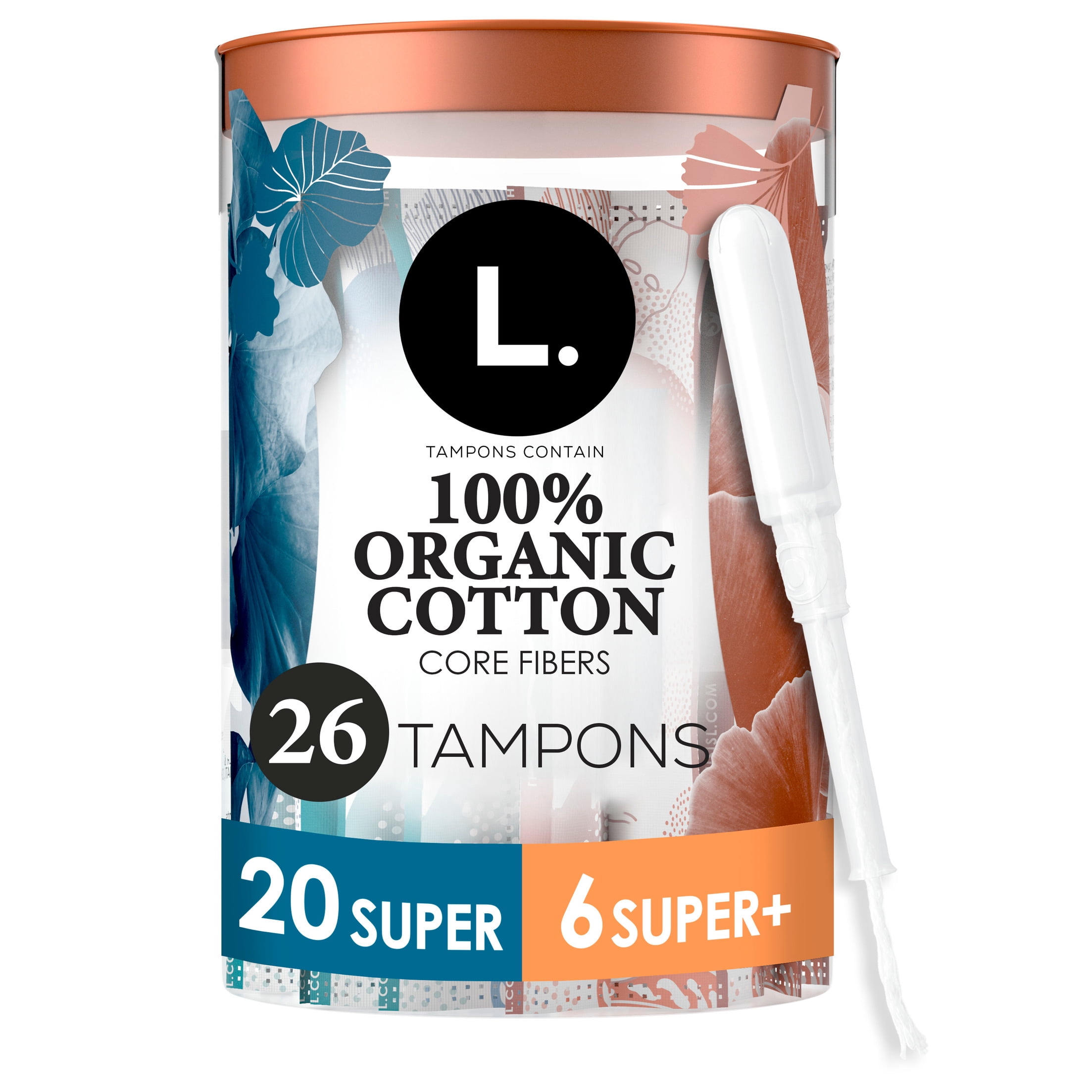 L. Organic Cotton Tampons Super/Super Plus Absorbency, 26 Count ...